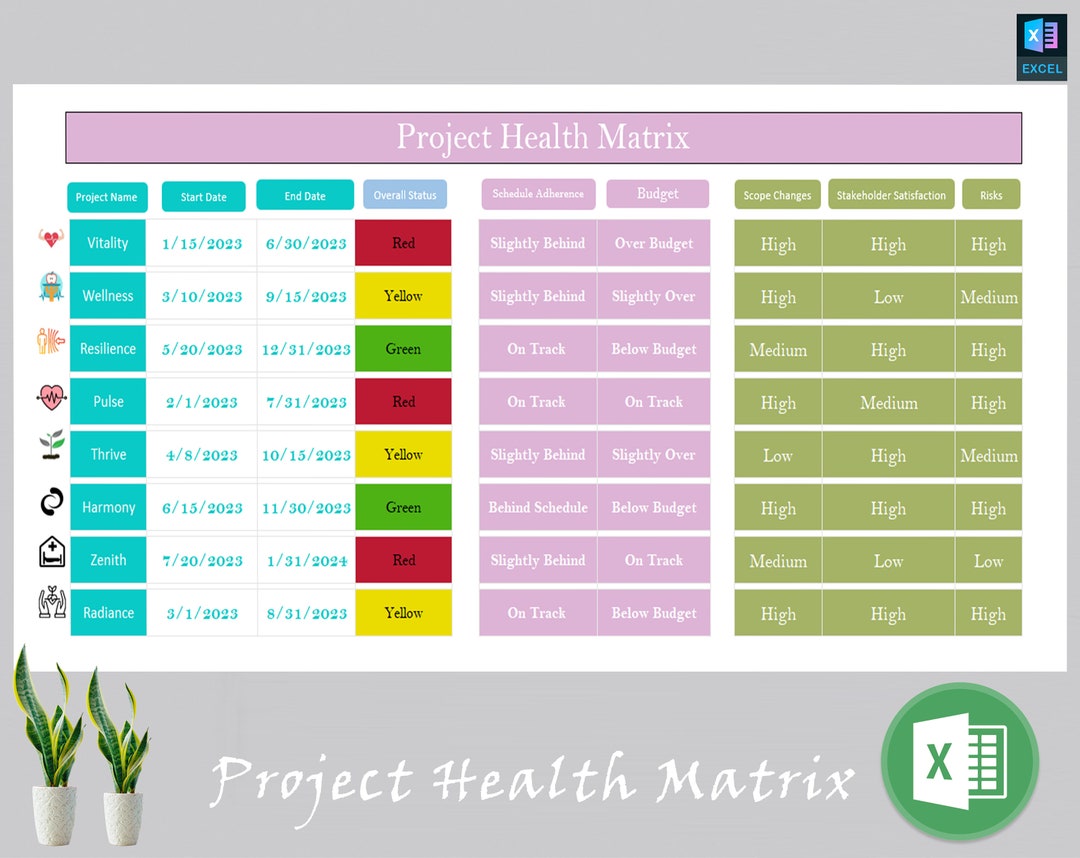 Project Health Matrix Planner | Project Management System | Project ...