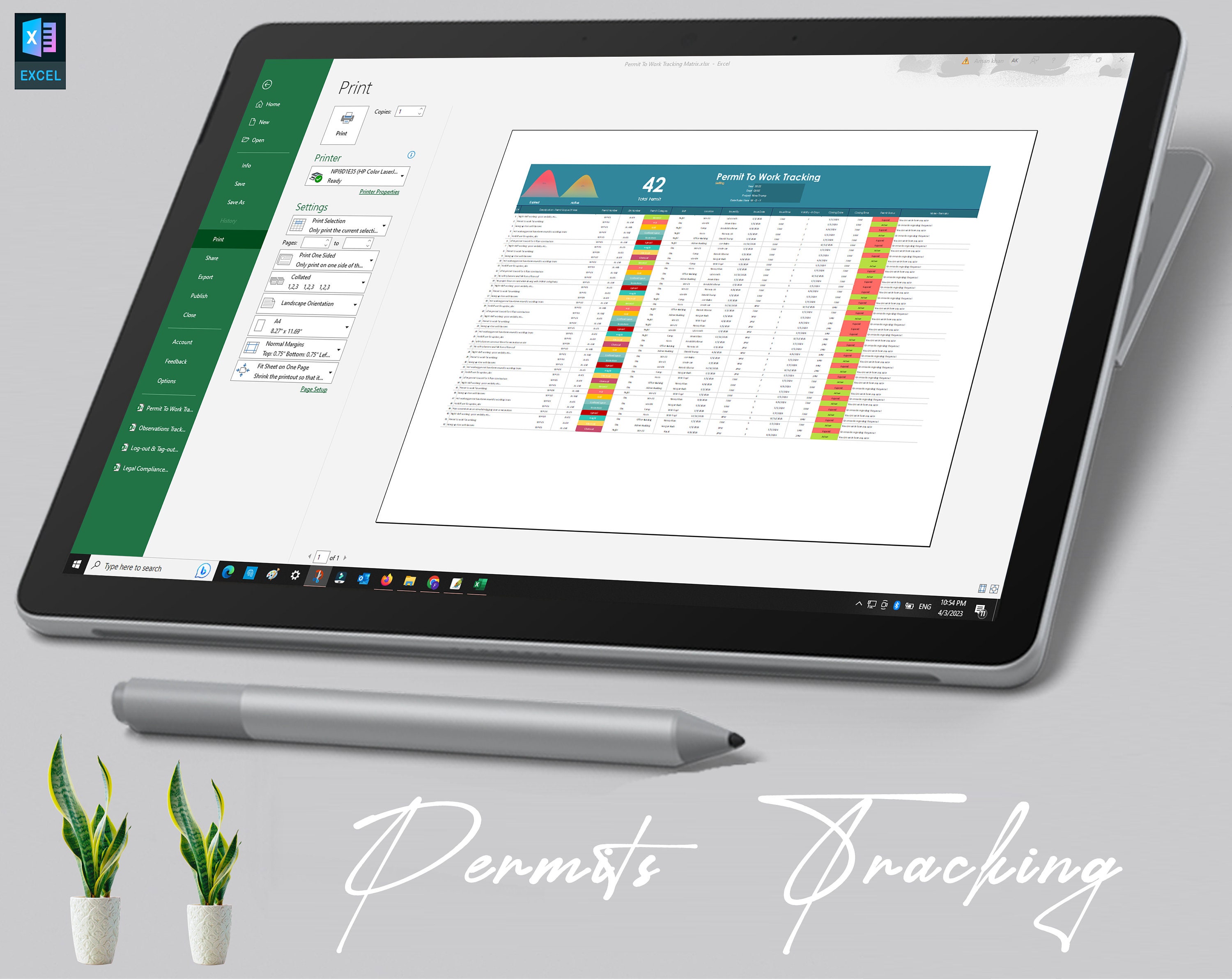 Permit to Work Tracking Matrix Template | Health and Safety Template ...