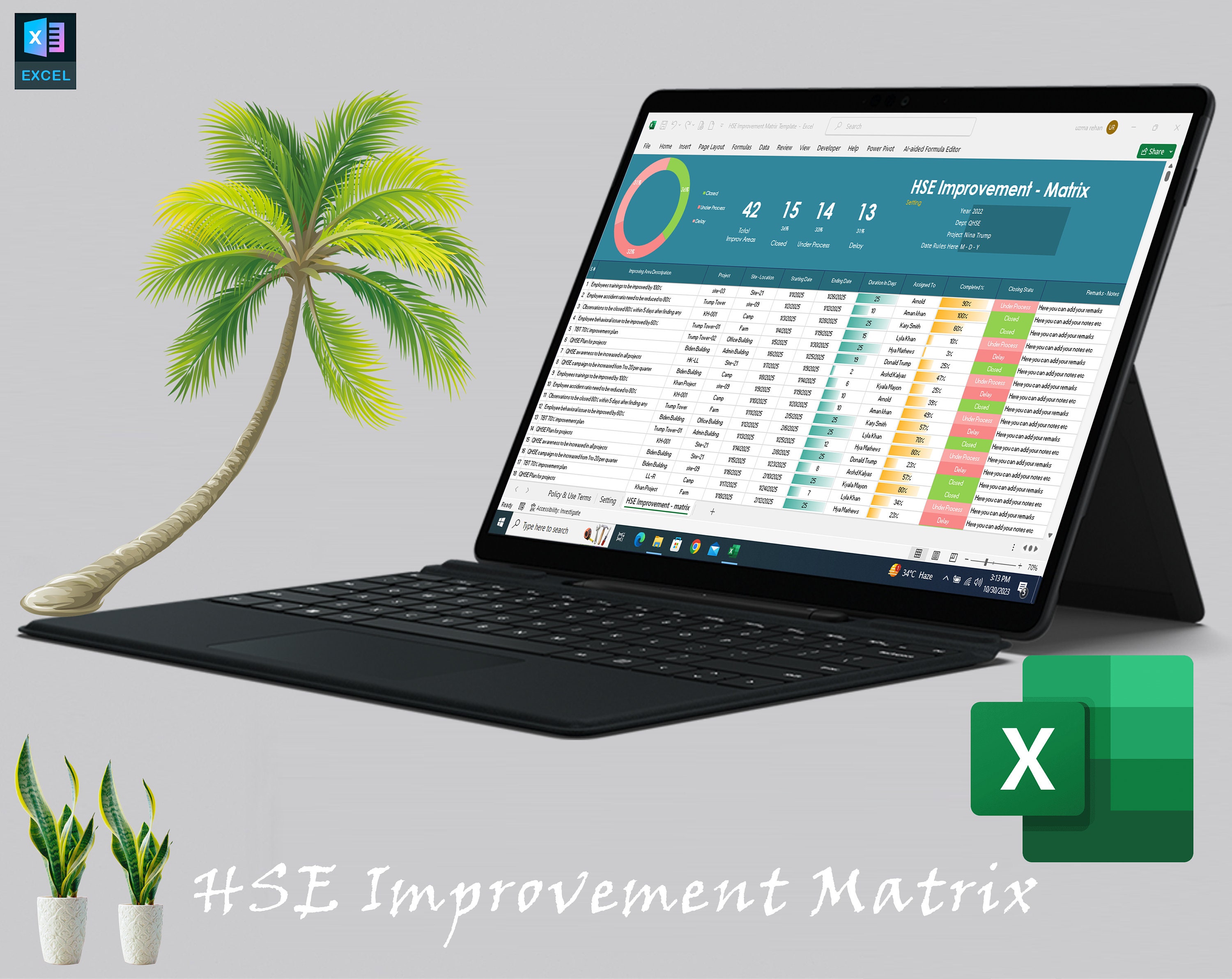 HSE Improvement Matrix Template | Health and Safety Template | HSE ...
