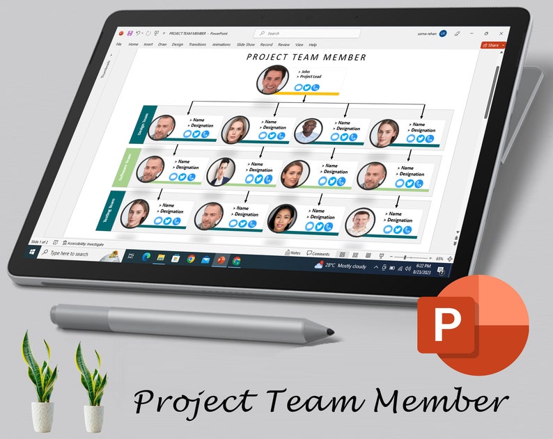 Project Team Members Chart | Project Management Template | Project ...