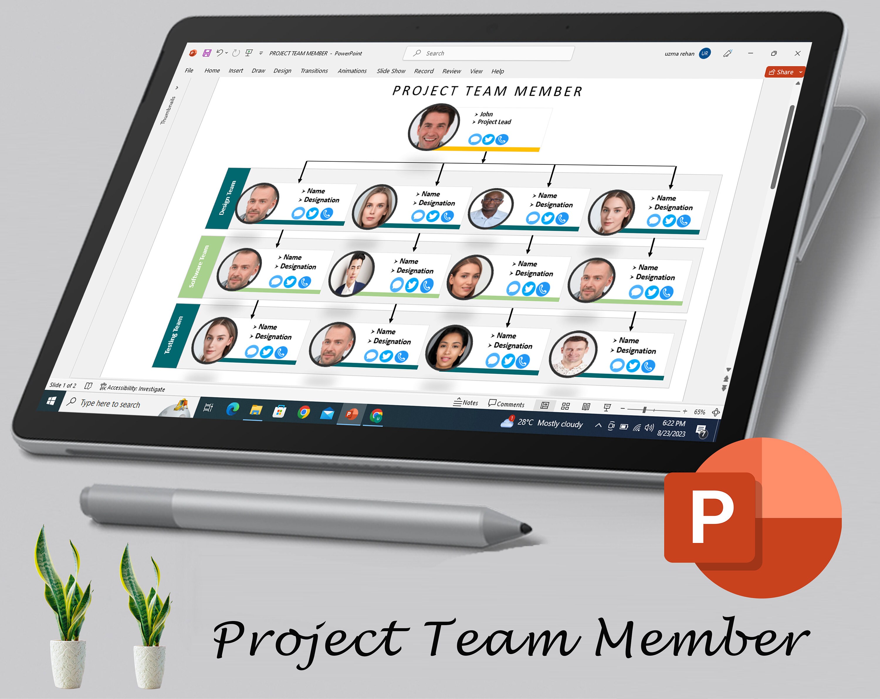 Project Team Members Chart | Project Management Template | Project ...