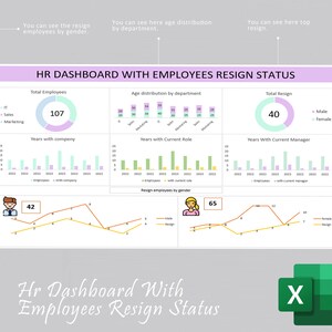 HR Dashboard With Employees Resign Status | Human Resource Microsoft ...