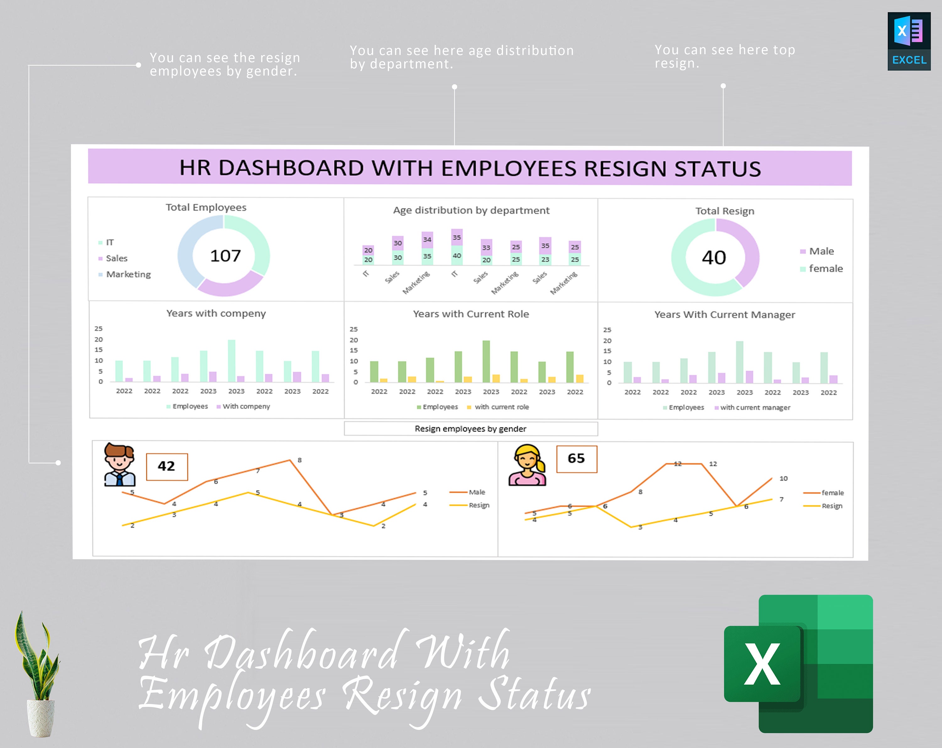 HR Dashboard With Employees Resign Status Human Resource Microsoft ...