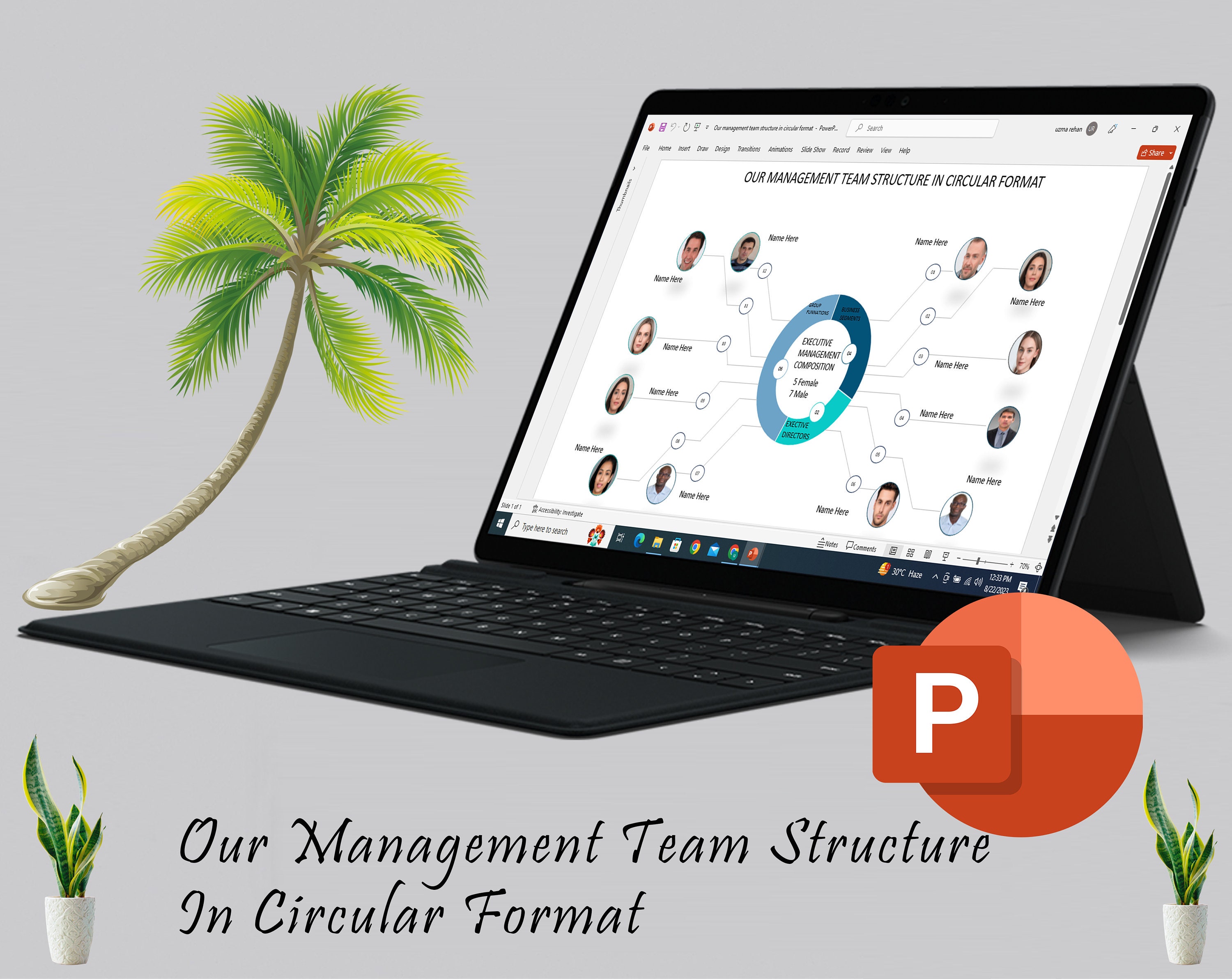 Management Team Structure in Circular Chart | Organization Chart ...