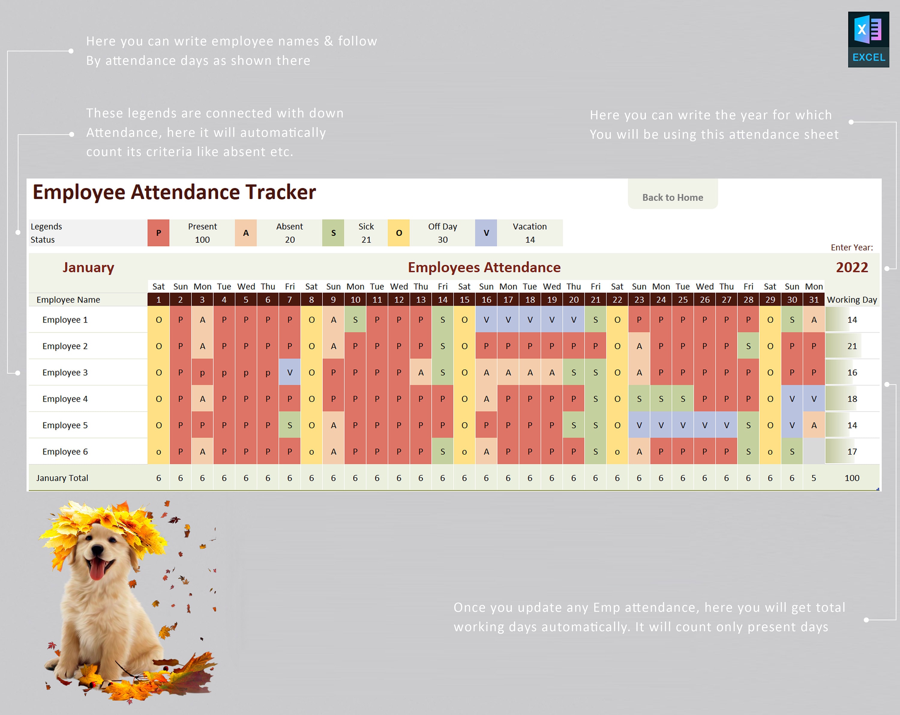 Employees Attendance Dashboard | Human Resources Dashboard | HR ...