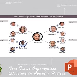 Four Teams Organization Structure in Circular Pattern | Organization ...