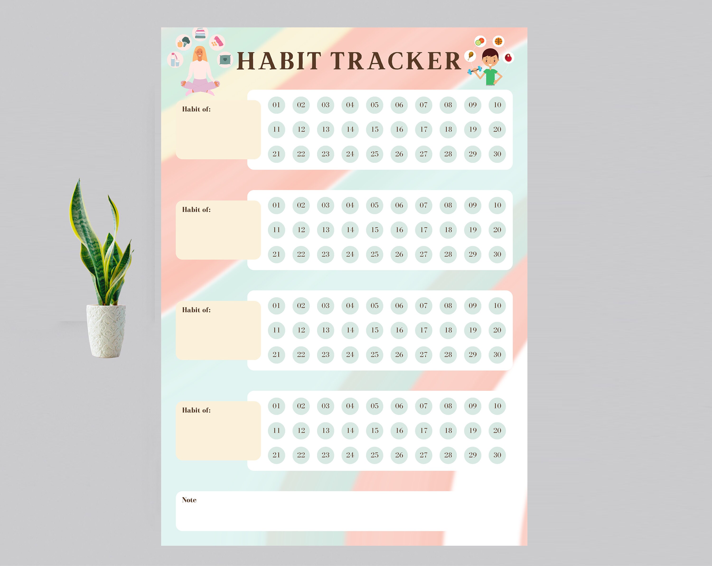 Monthly Habit Tracker Printable | Daily Habit Tracker | Habit Tracker ...