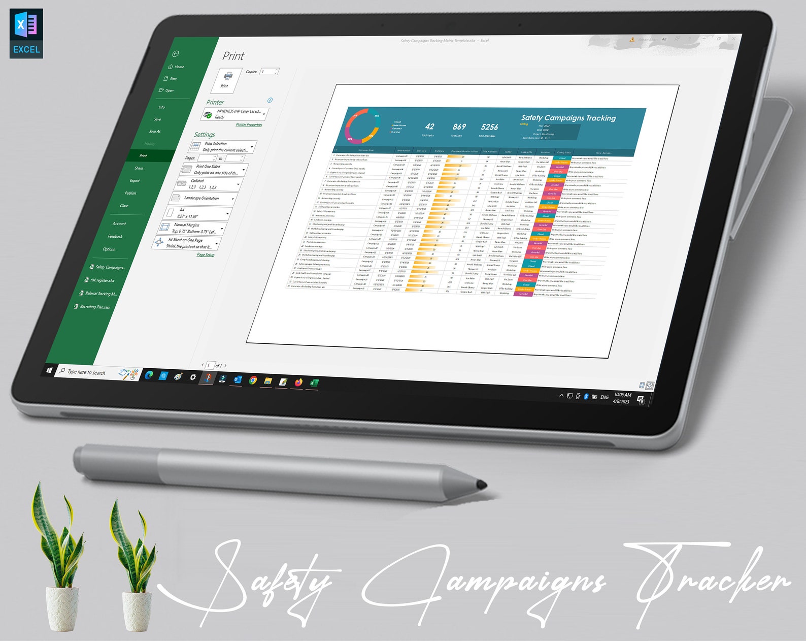 HSE Campaigns Tracking Matrix Template | Safety Campaigns | Safety ...