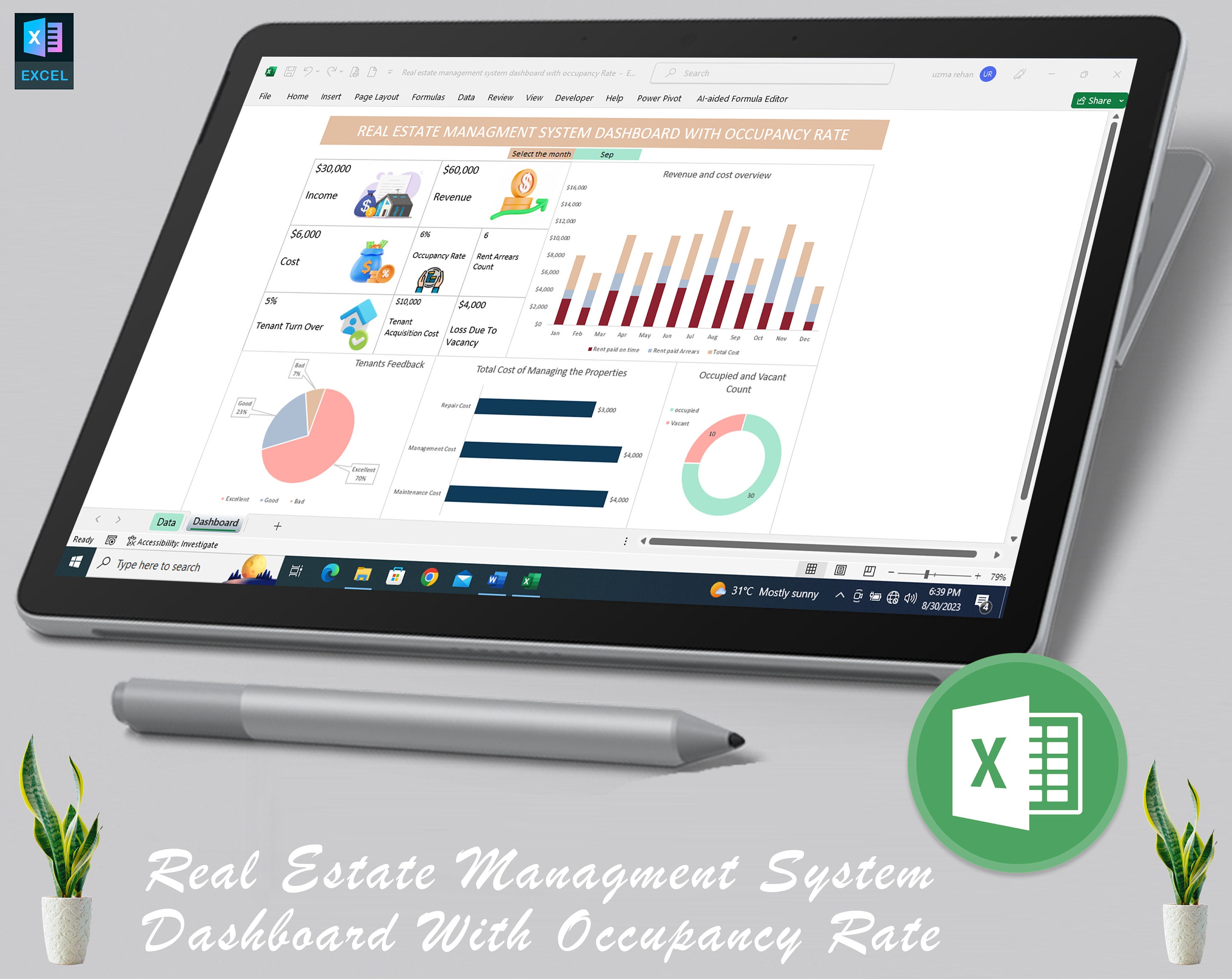 Real Estate Management System Dashboard With Occupancy Rate - Etsy