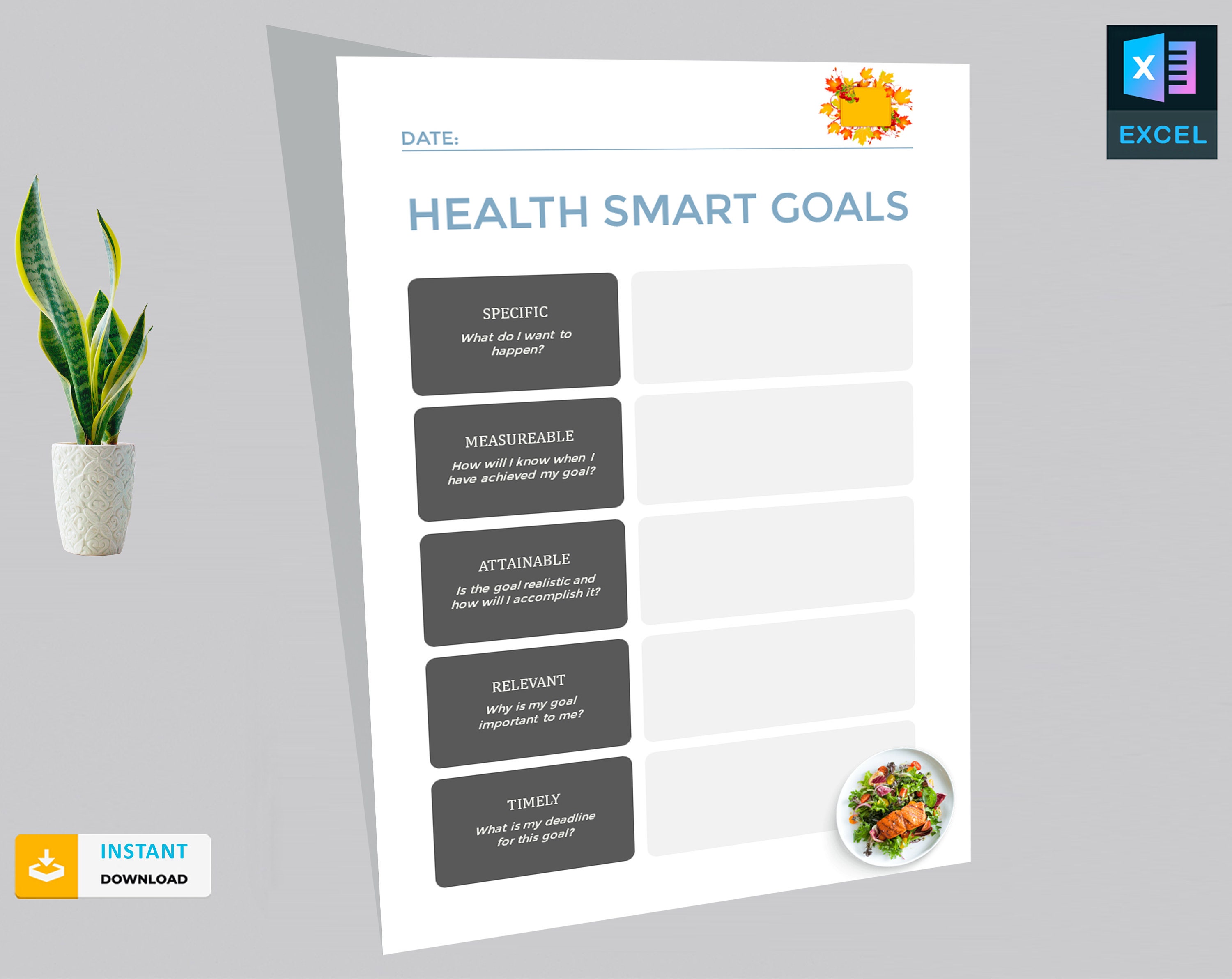 Health SMART Goals Template Heath Goals Health Planner Personal Health ...