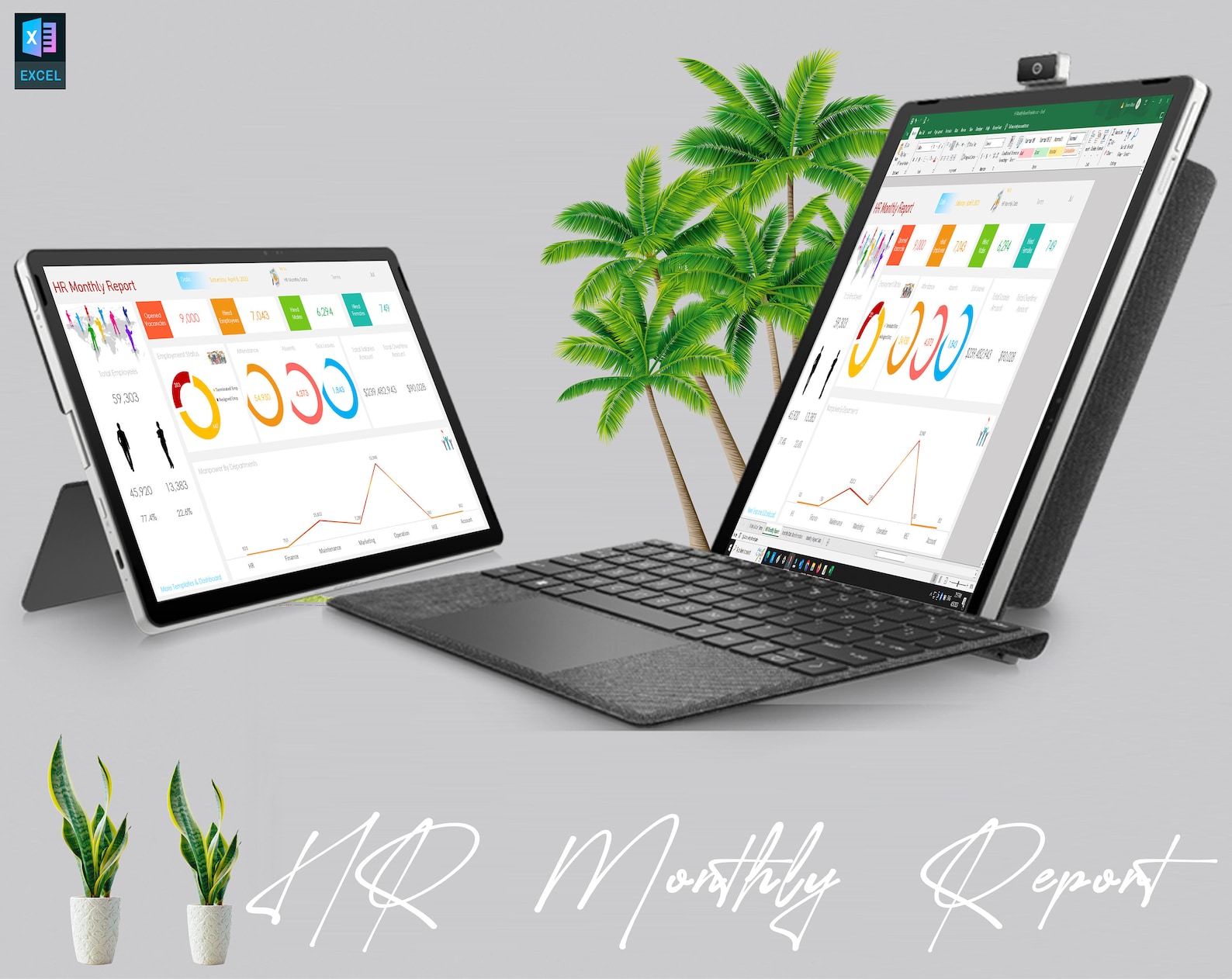 HR Monthly Report Dashboard | Human Resources Dashboard | HR Microsoft ...