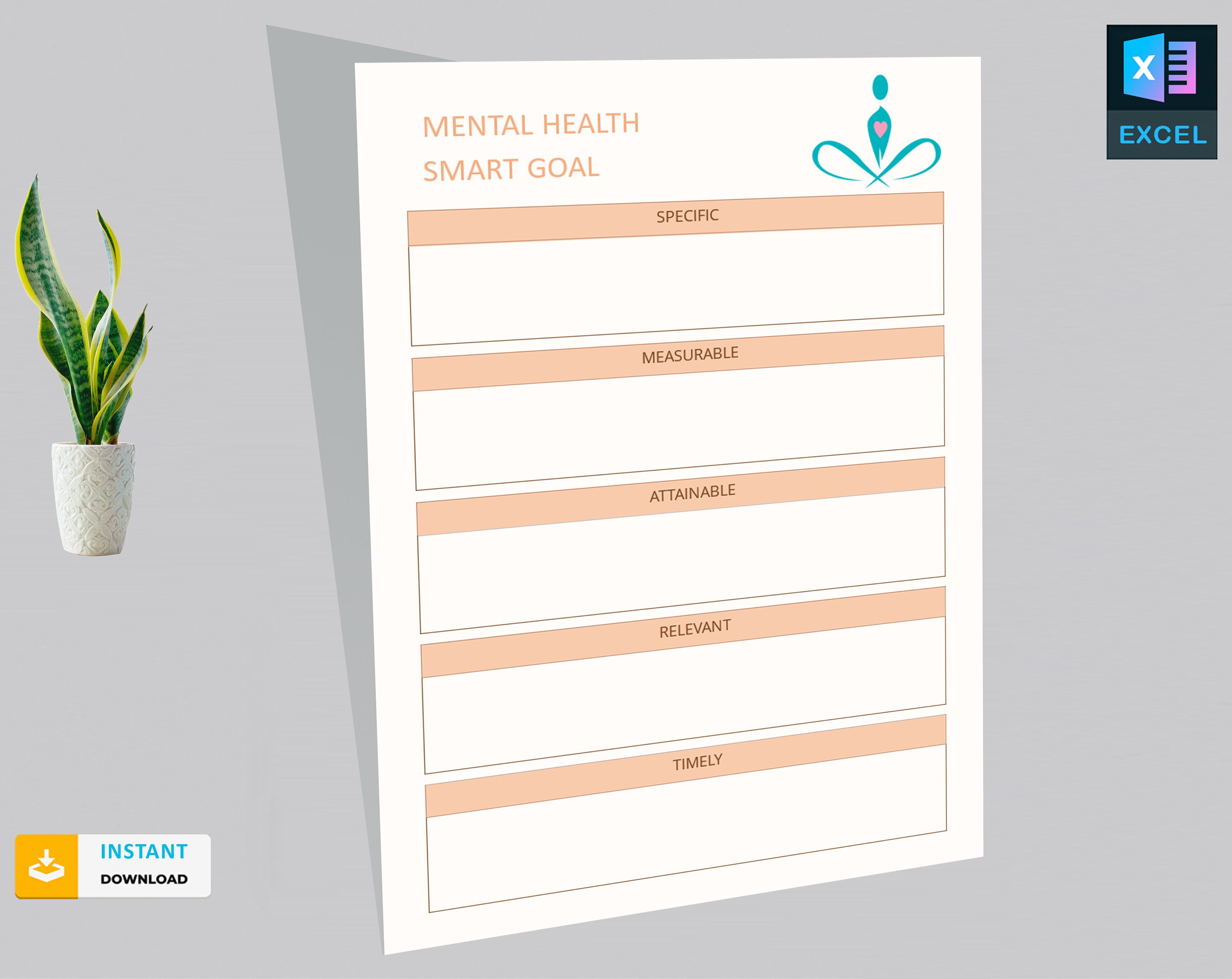 Mental Health SMART Goals Template Goal Smart Personal Health Self Care ...