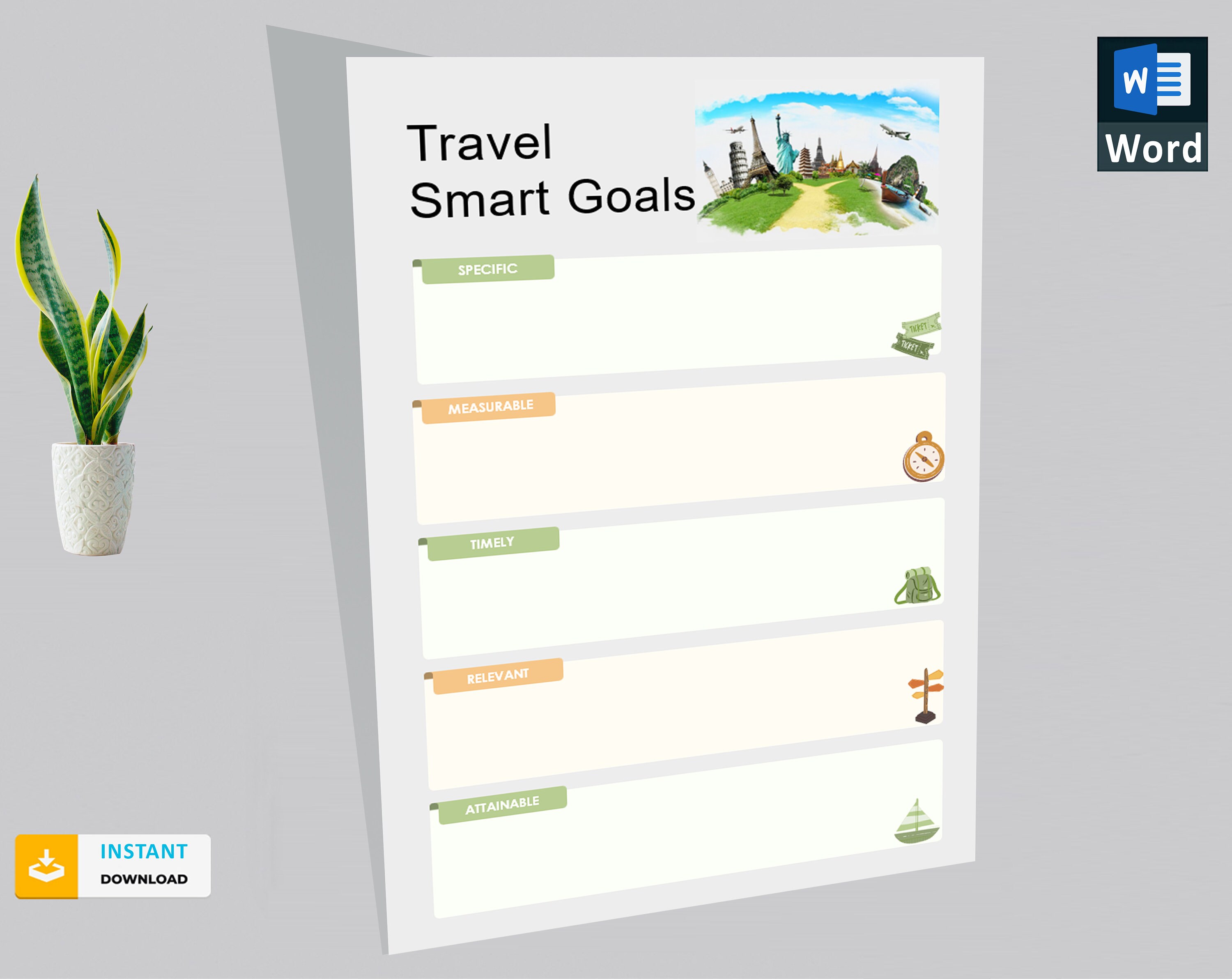 Travel SMART Goals Template | Travel Journal | Travel Planner | Travel ...