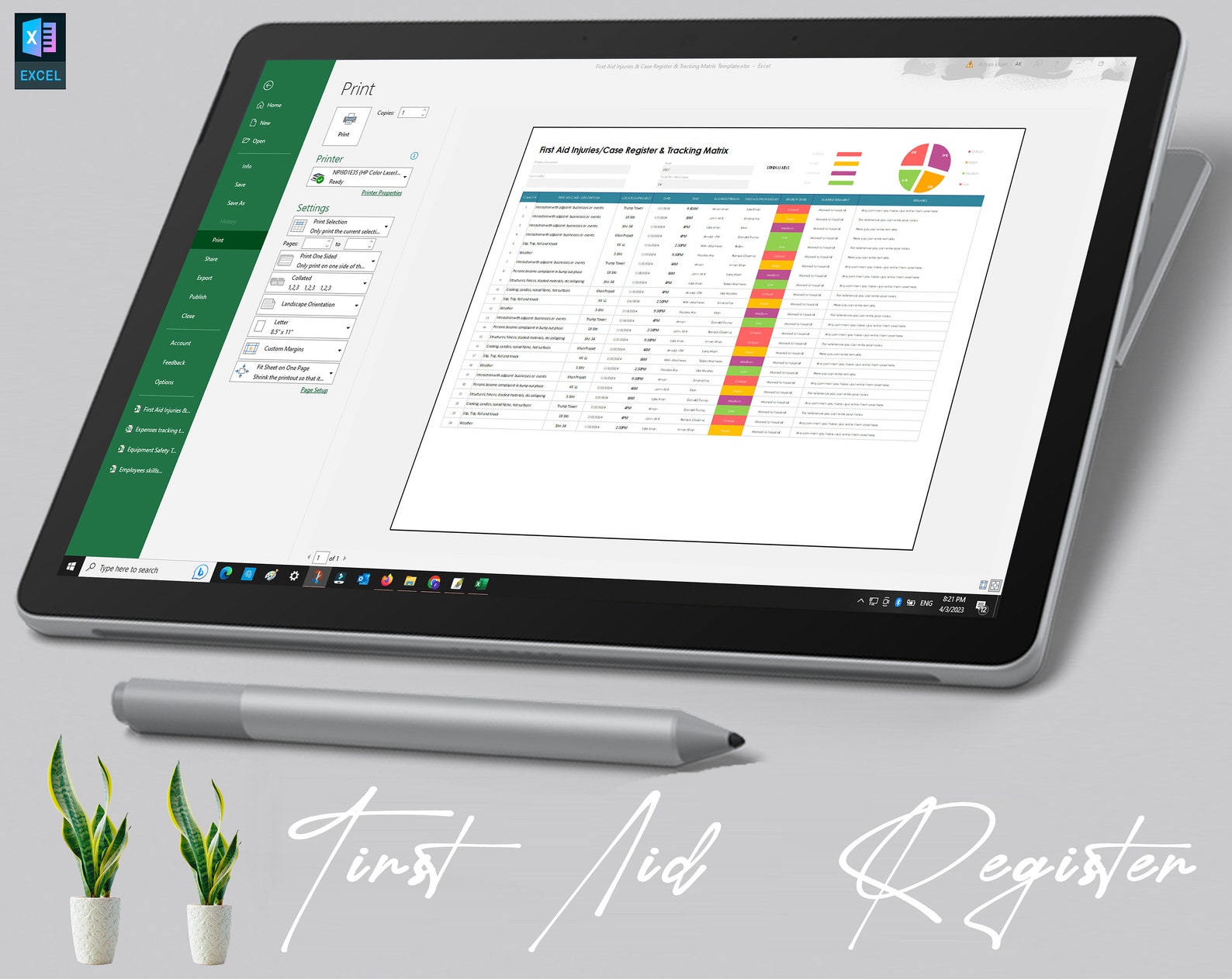 First Aid Injuries Register Tracking Matrix Template | First Aid ...