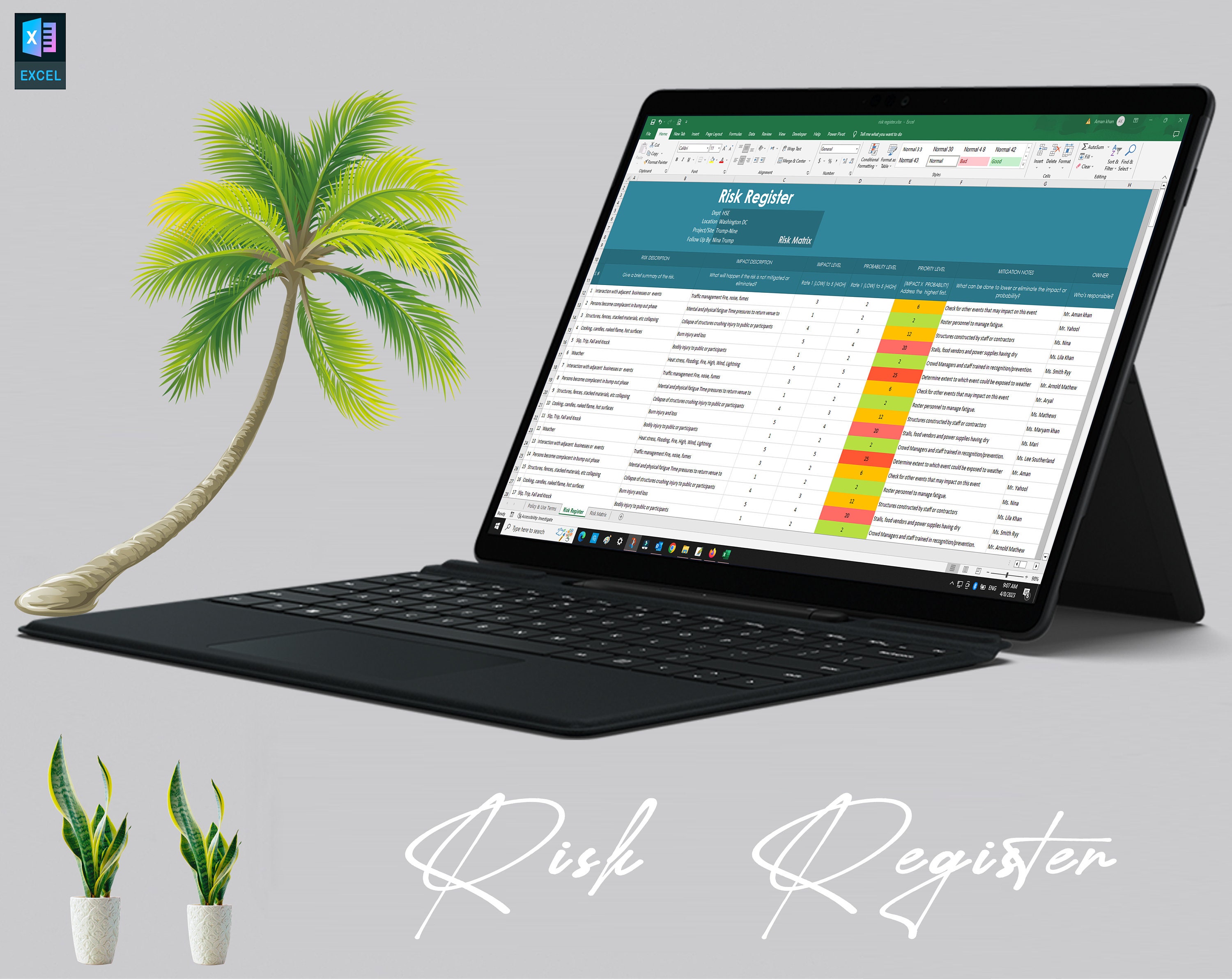 Risk Register Template | Risks Tracker Microsoft Excel Template | Risk ...