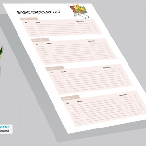 Home Basic Grocery List Template | Grocery List Printable | Grocery ...