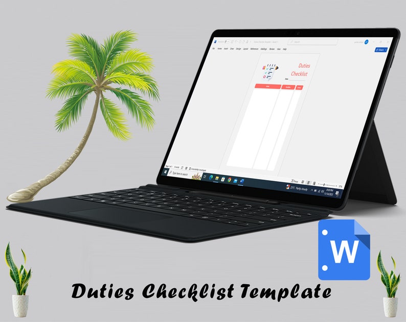 Duties Checklist Template | Editable MS Word Duties - Organizer | Task ...