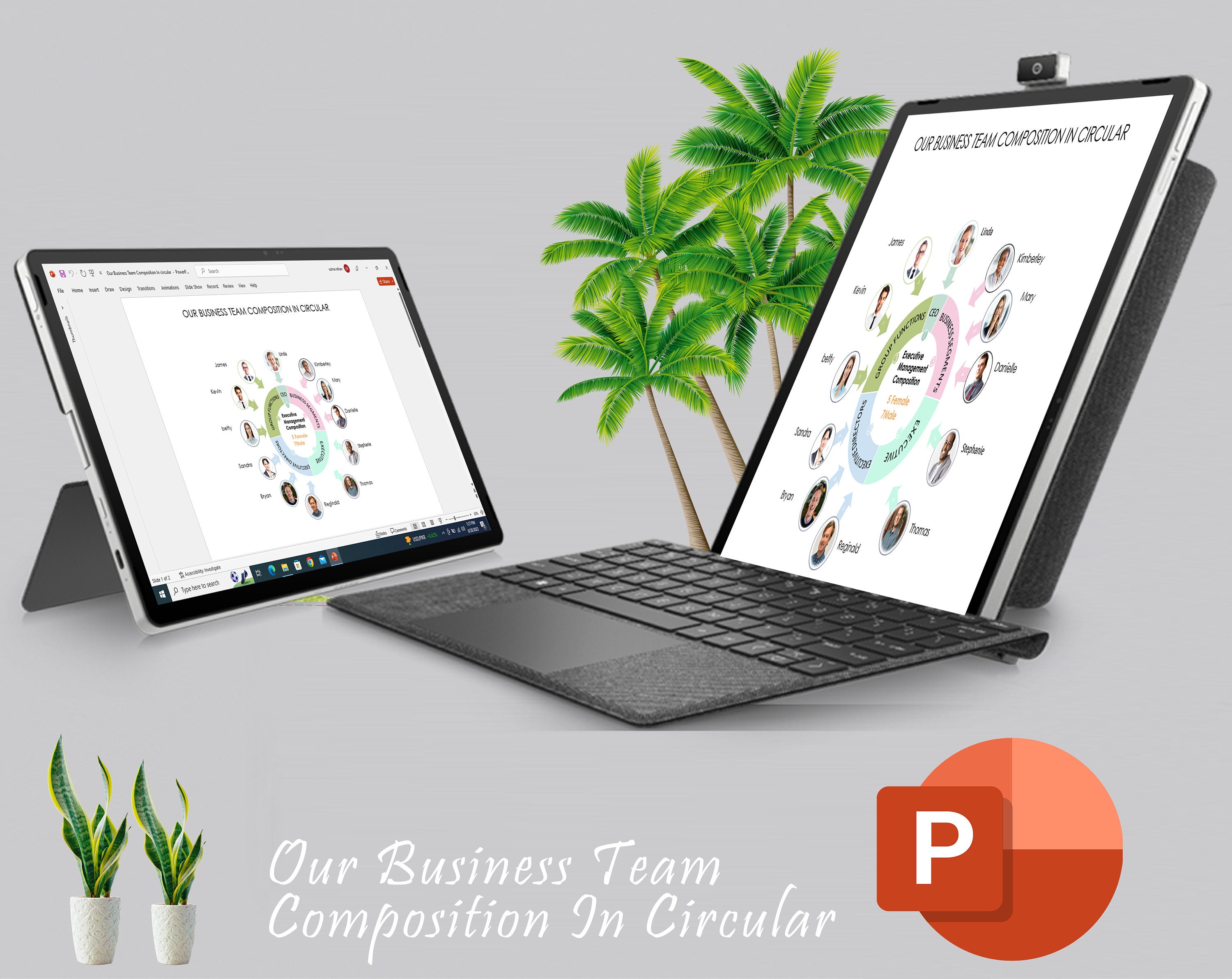 Business Team Composition in Circular Template | Business ...