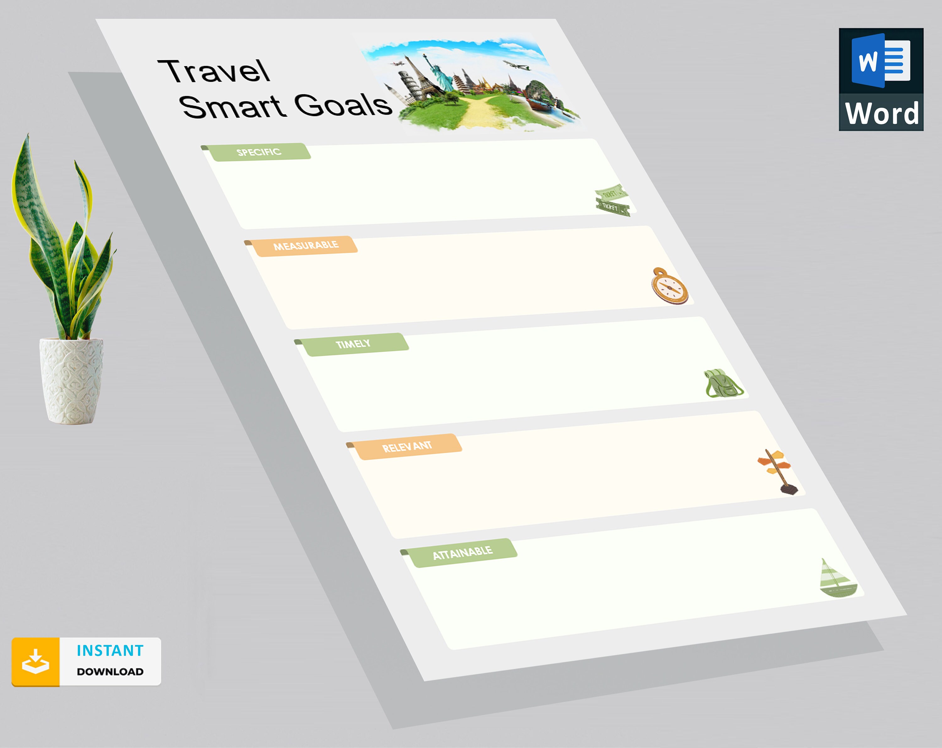 Travel SMART Goals Template | Travel Journal | Travel Planner | Travel ...