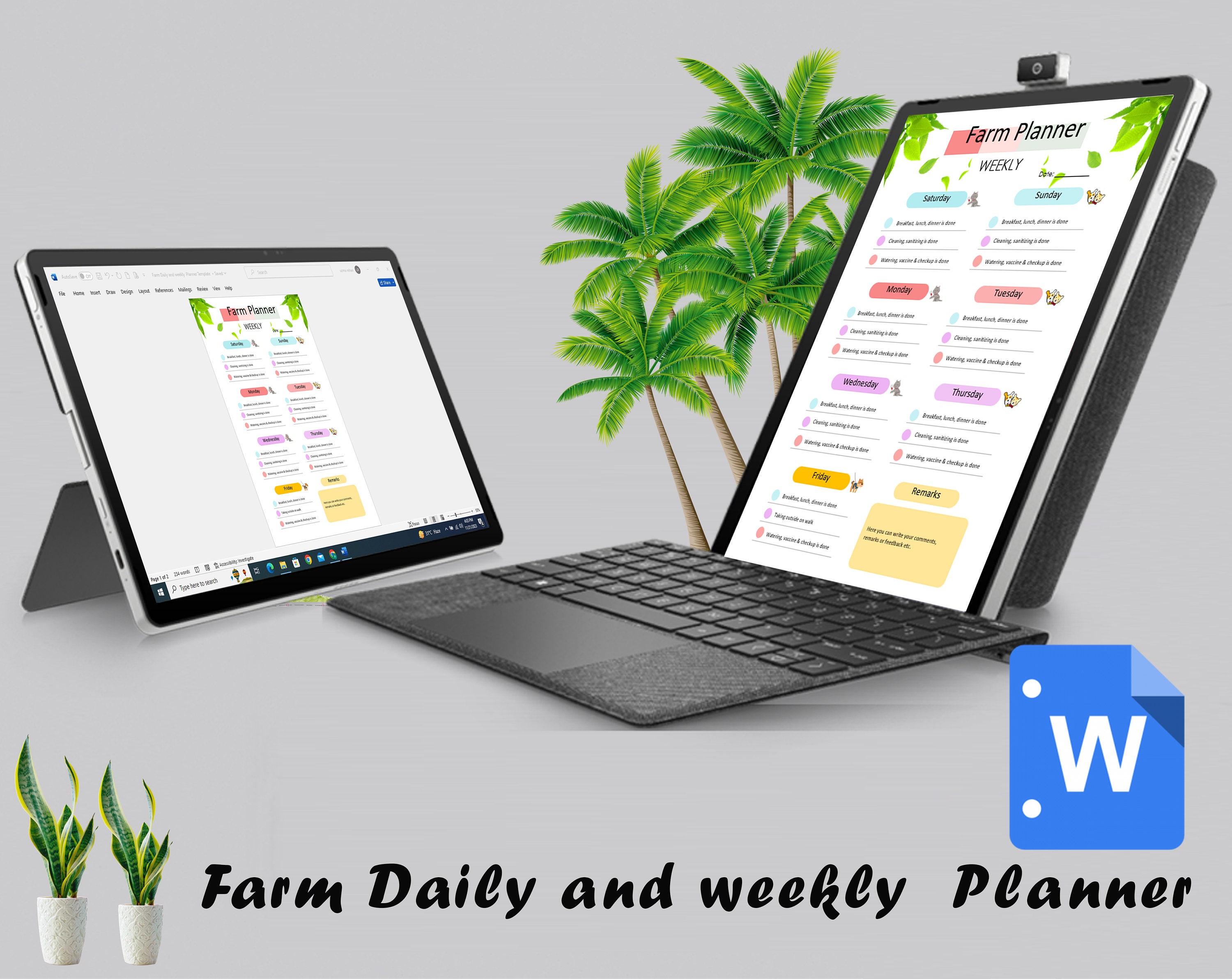 Farm Daily and Weekly Planner Template Cute Animals Daily and Weekly ...