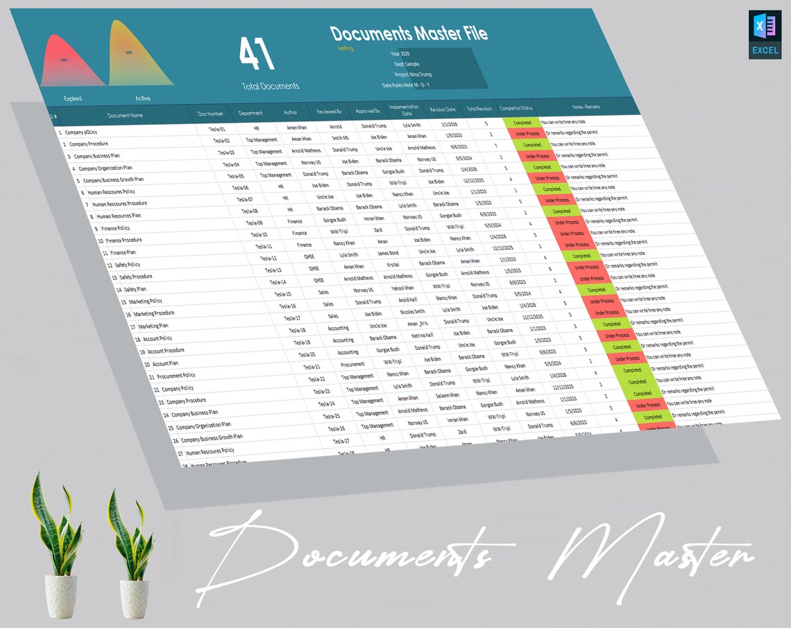 Document Tracking Matrix Template | Document Organizer | Document ...