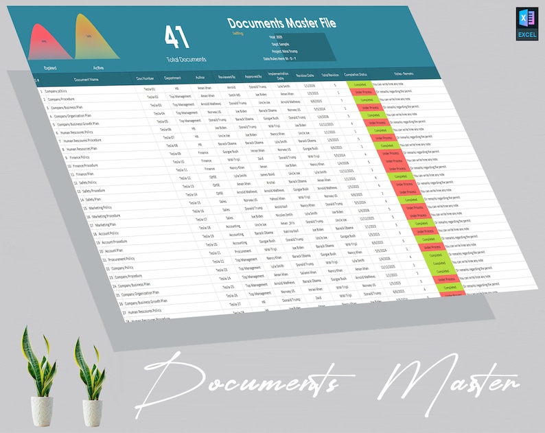 Document Tracking Matrix Template | Document Organizer | Document ...