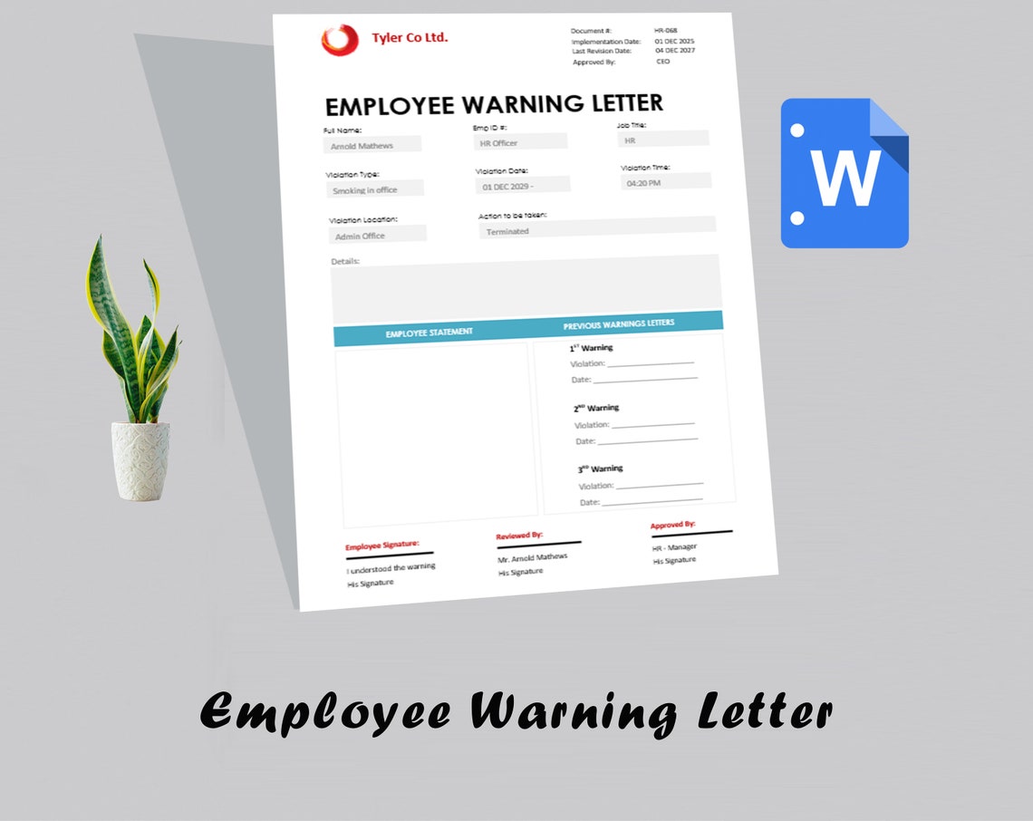 Employee Warning Letter Template Warning Letter Warning Notice ...