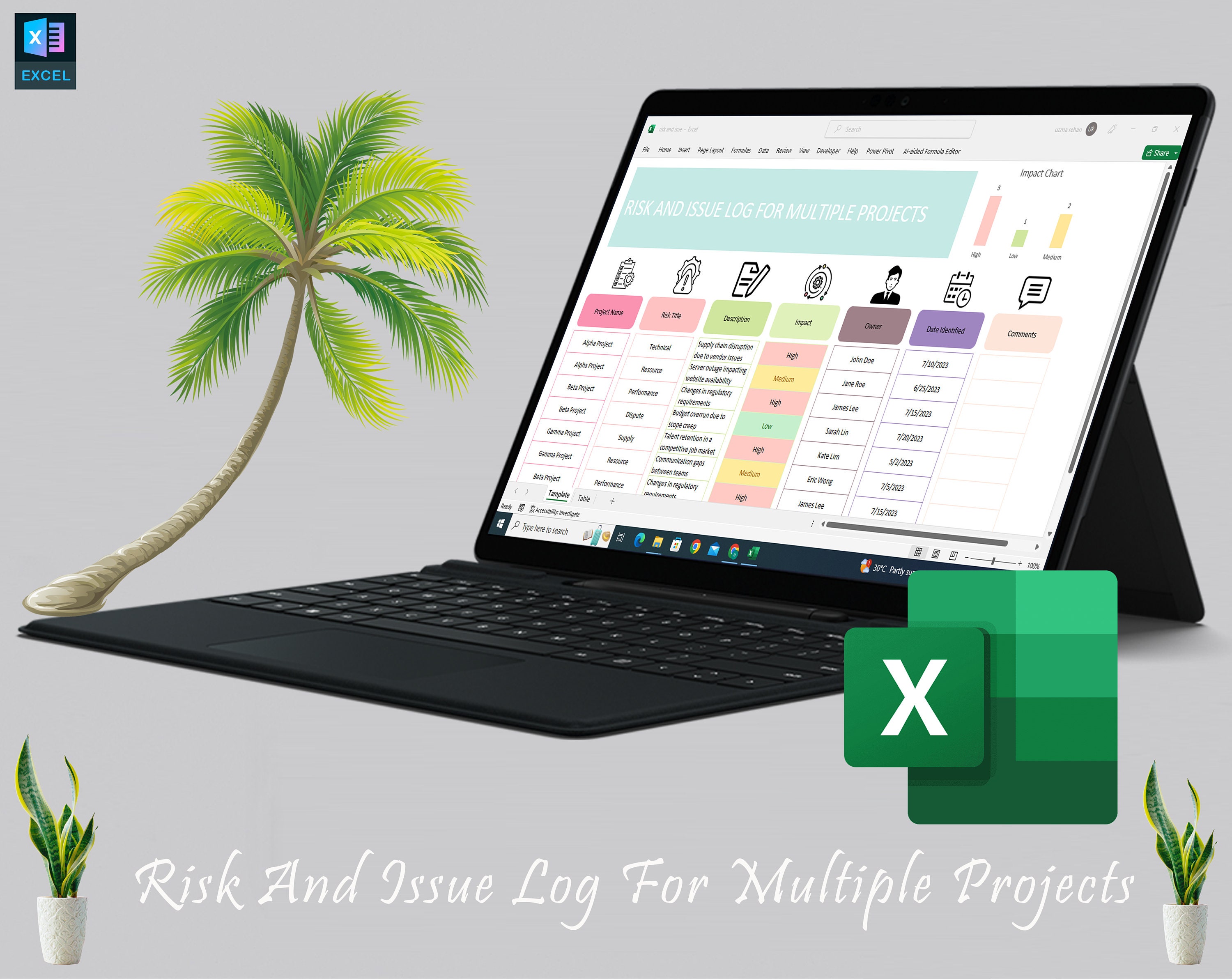 Multiple Projects Risk & Issues Tracking Matrix and Register Template ...