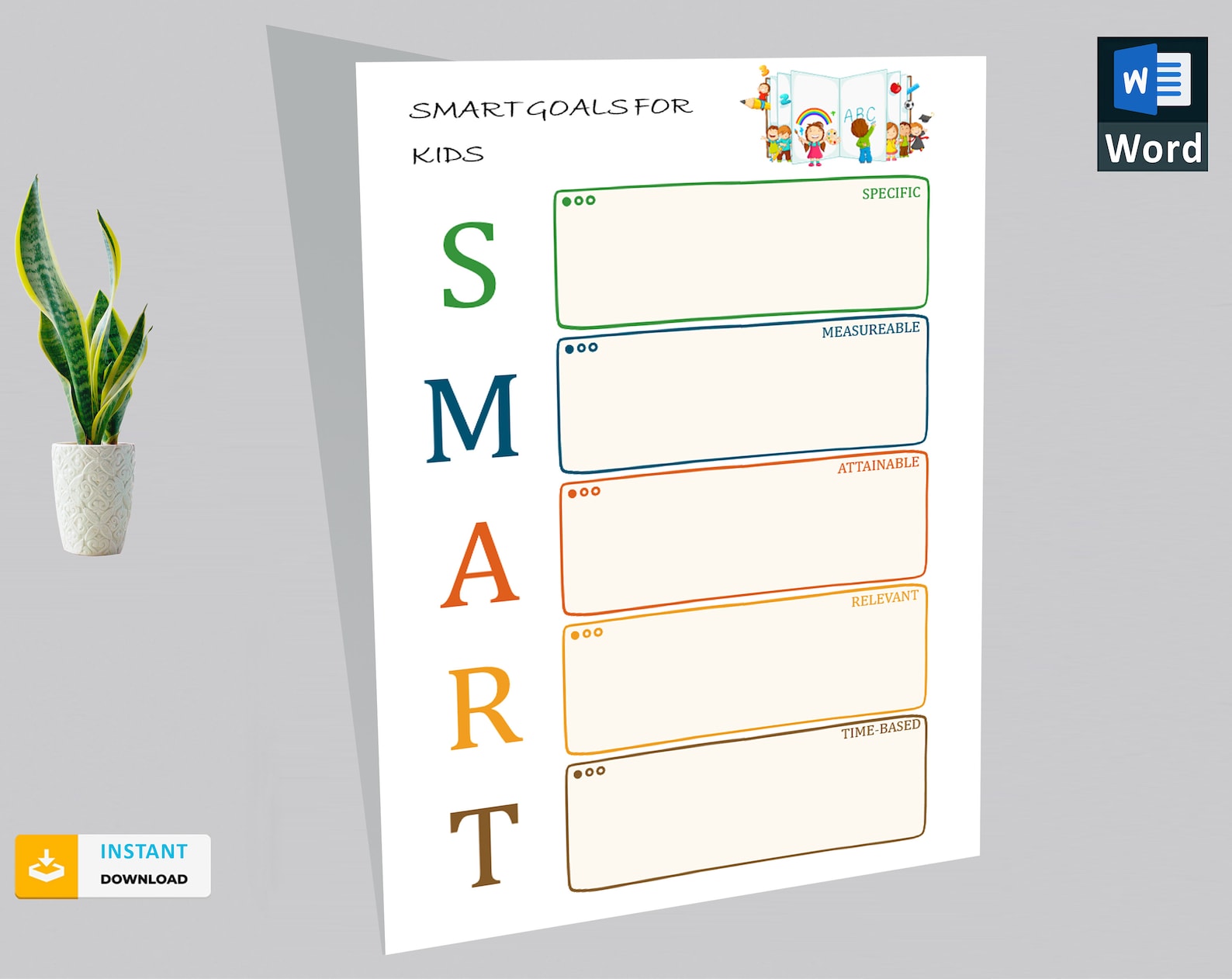 Kids SMART Goals Template | Goal Planner | Goal Tracking | Goal ...