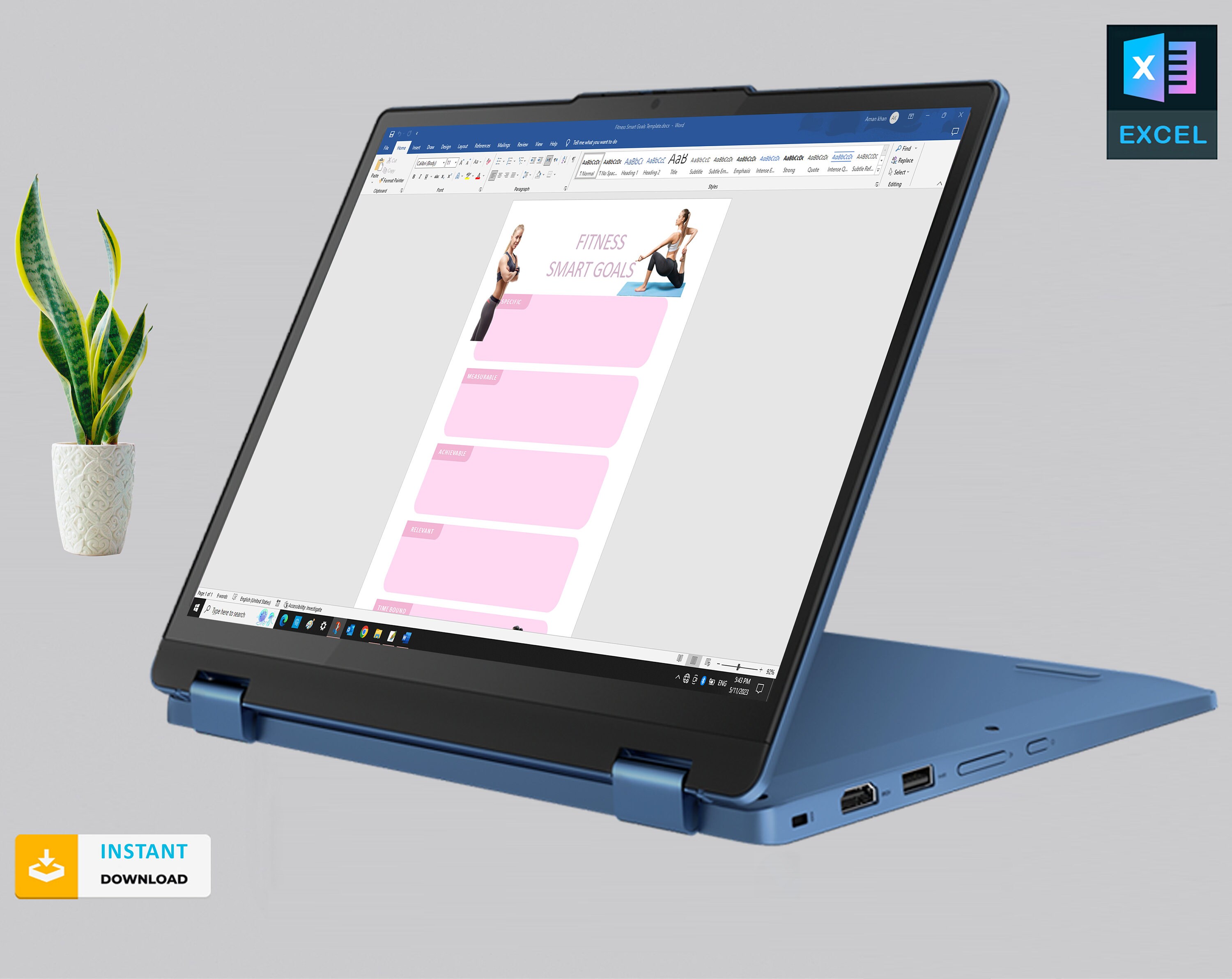 Fitness SMART Goals Template | Fitness Planner | Workout Planner ...