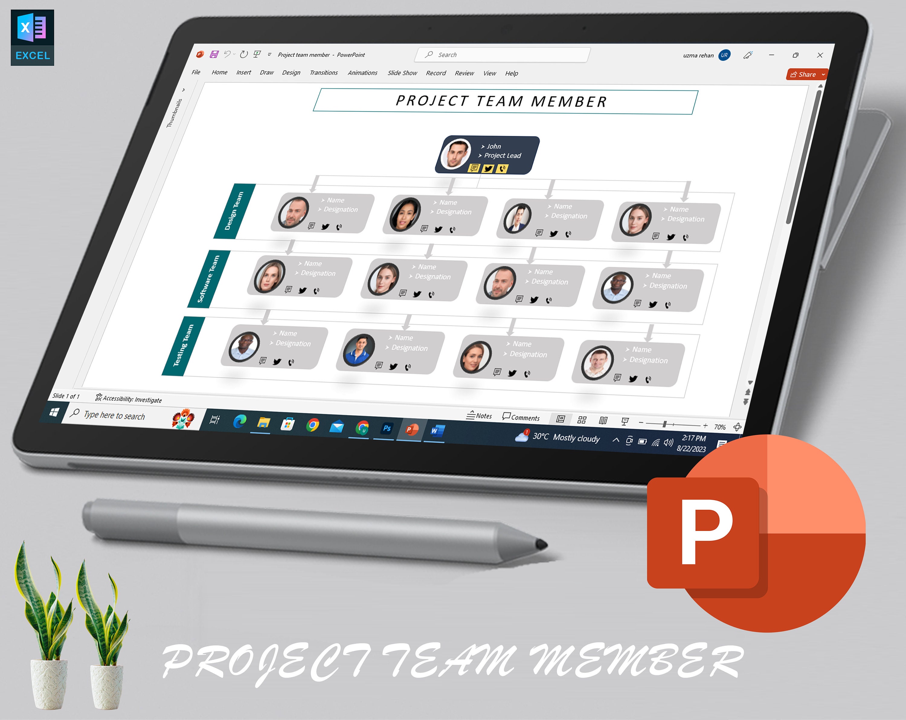 Project Organization Chart Template | Project Org Chart | Project ...