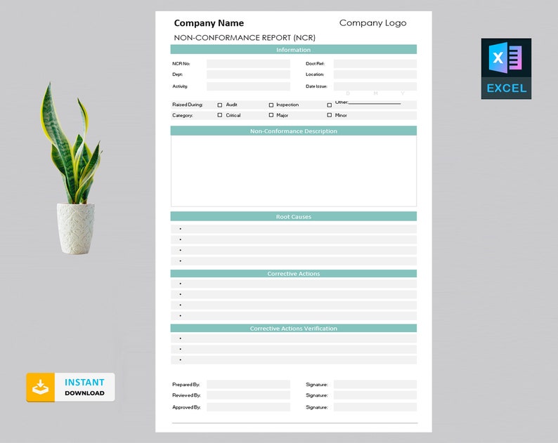Non Compliance Report Template | NCR | Compliance | Quality Management ...