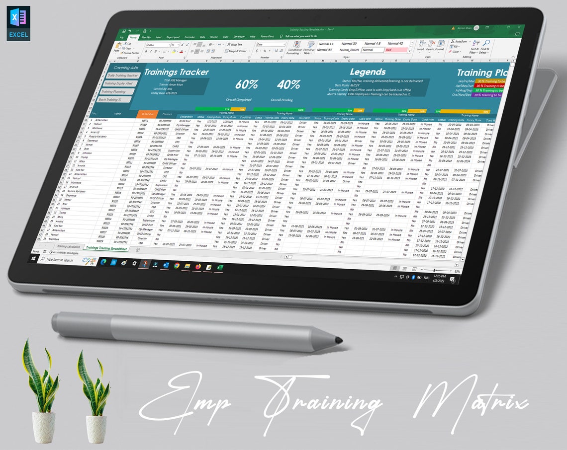 Employee Training Tracking Template Training Tracker Training Matrix ...