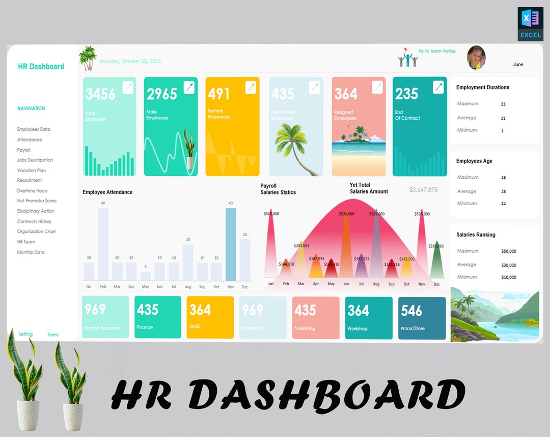 HR Dashboard | Human Resources Microsoft Excel Template | Human Resources Form | HR Template ...