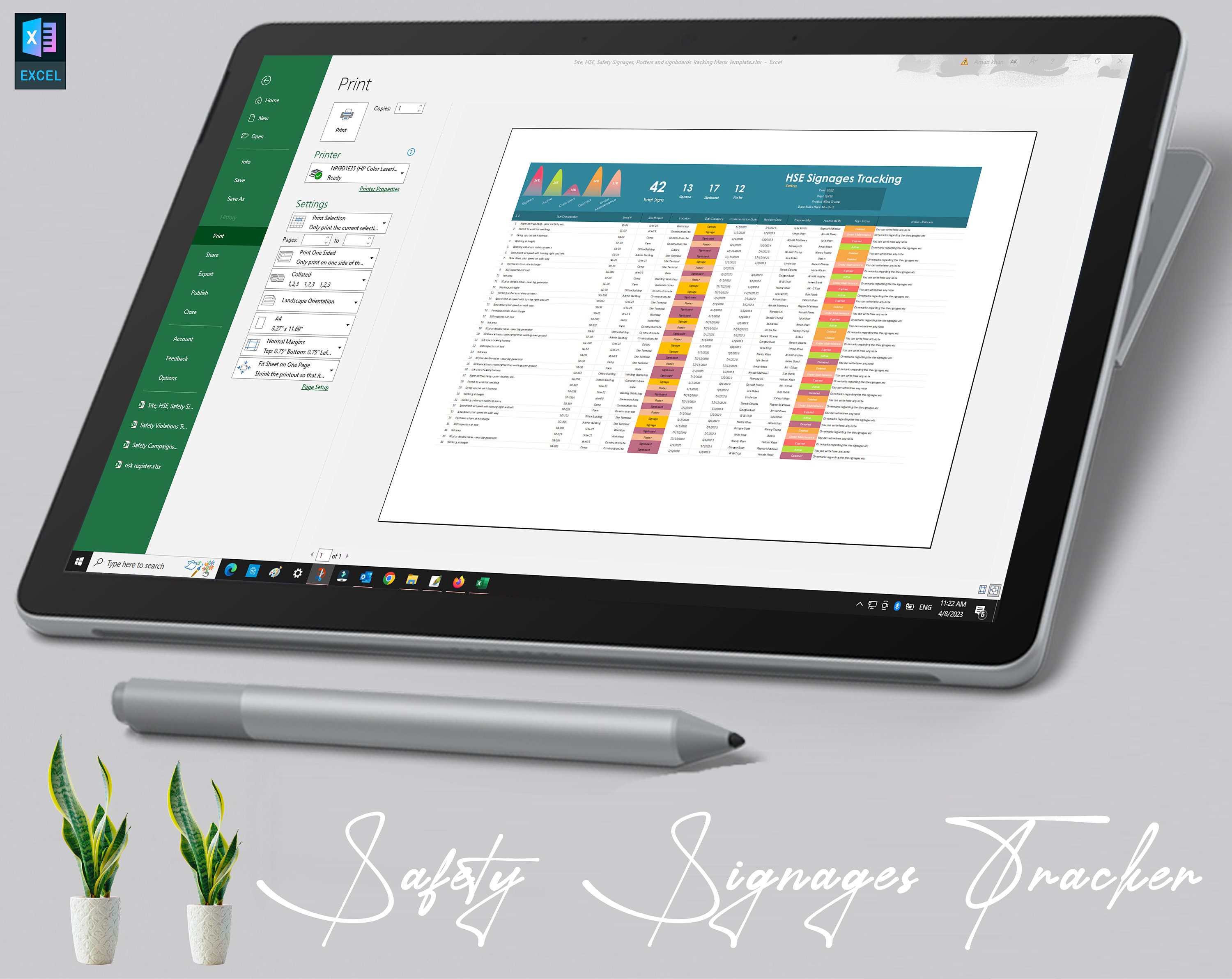 Site Signage & Signboard Tracker Excel Template | Safety Signs | Safety ...