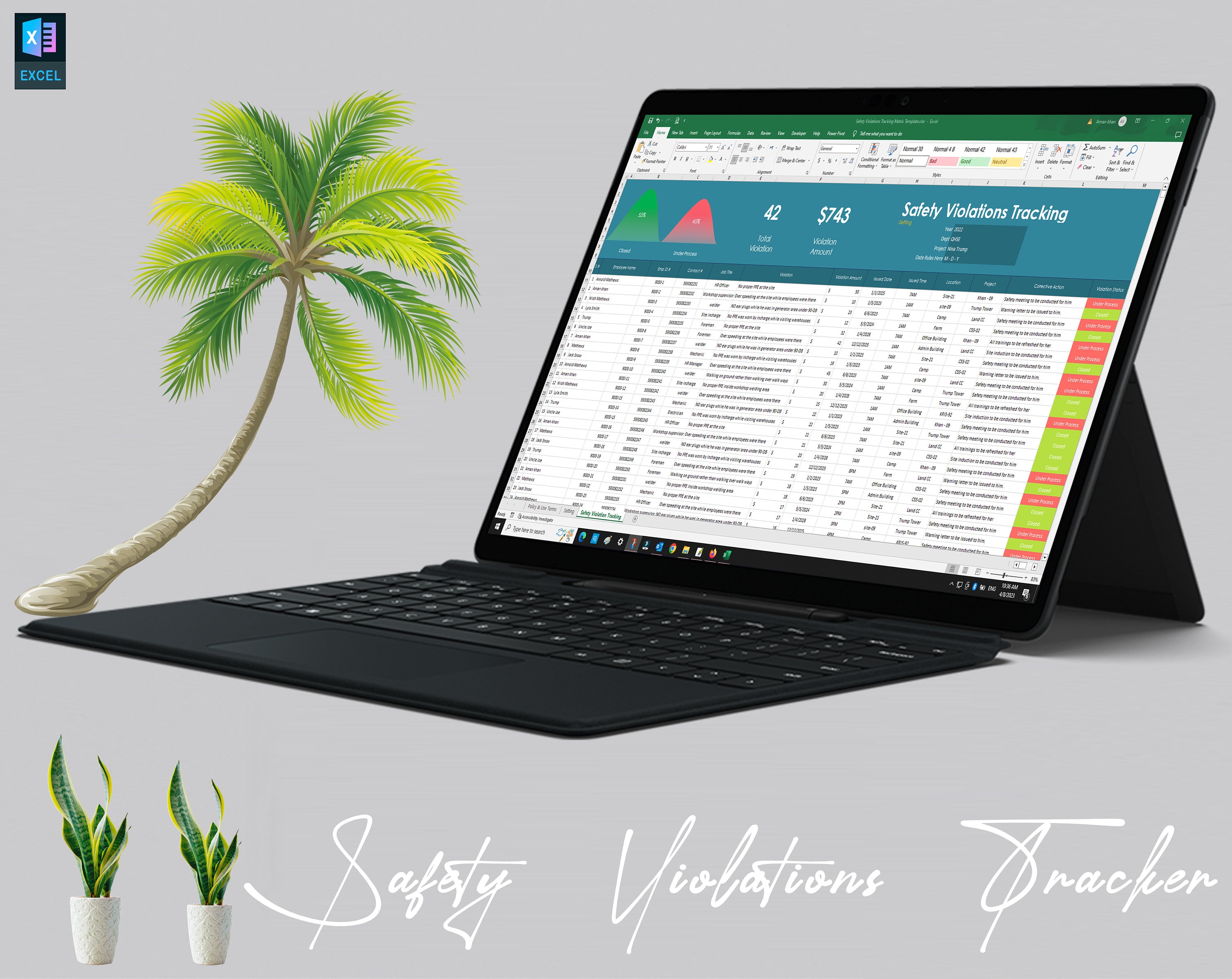 HSE Violations Tracking Matrix Template | Health and Safety | Safety ...