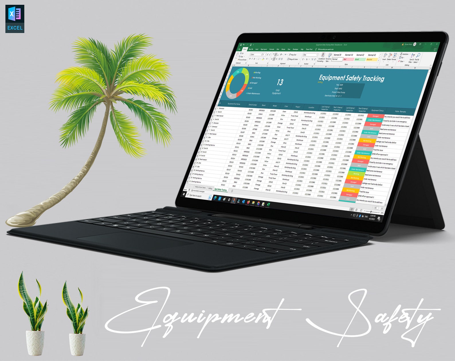 Equipment Safety Tracking Matrix Template | Tools Safety Tracking ...