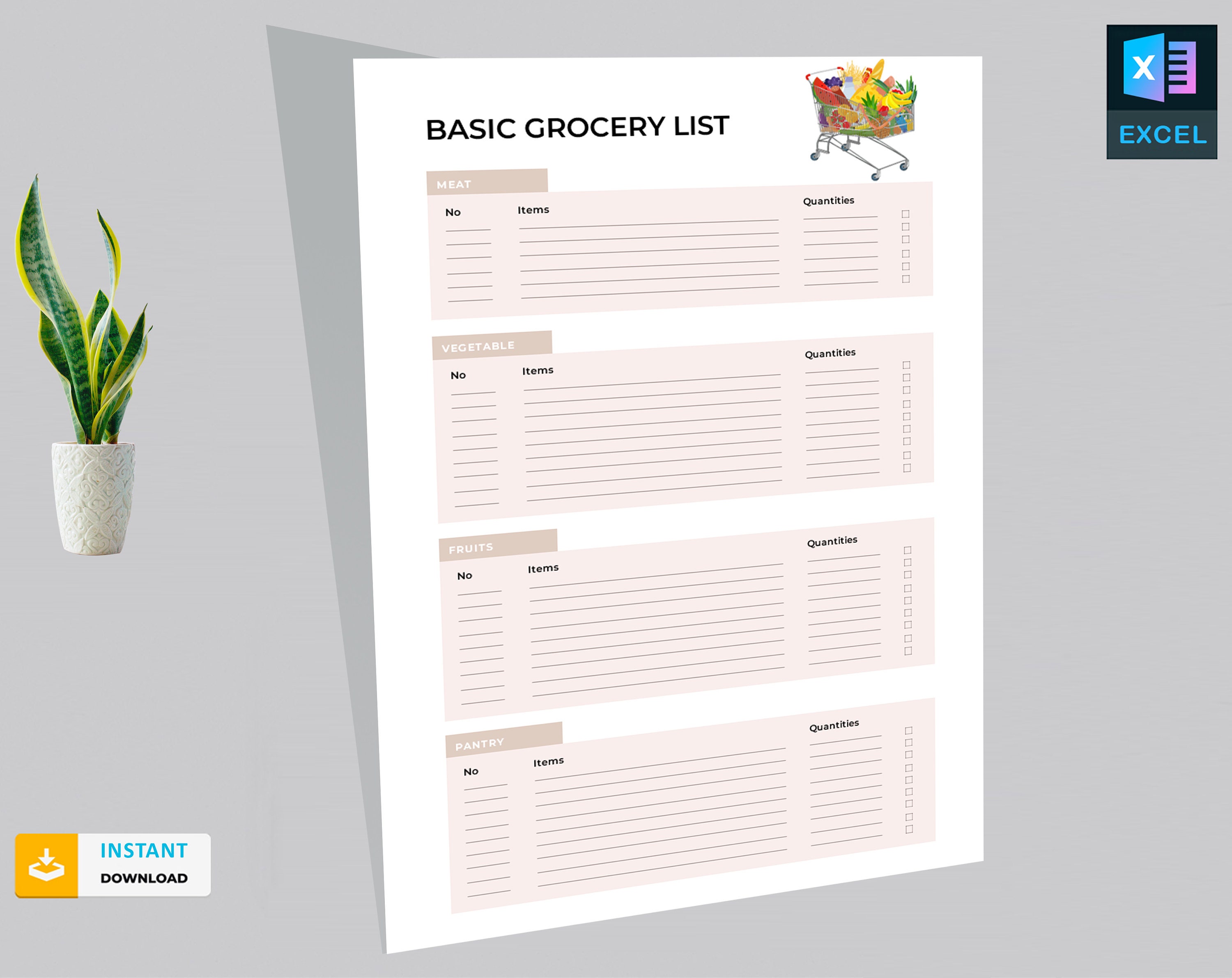 Home Basic Grocery List Template Grocery List Printable - Etsy