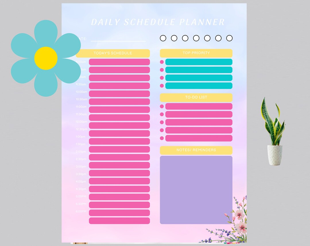 Daily Schedule Planner | Daily Planner Template | Daily Planner ...