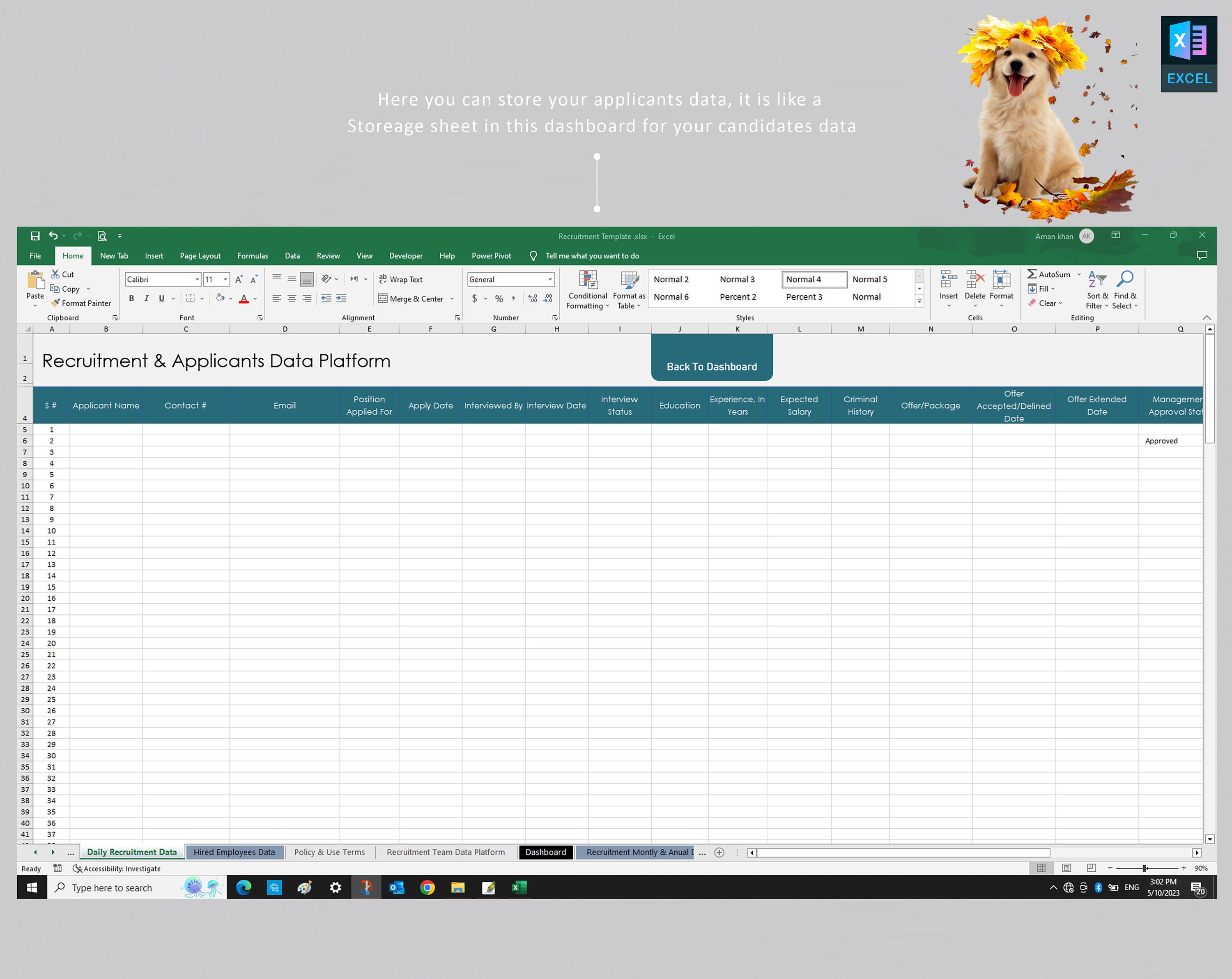 Recruitment Dashboard | Recruiter Dashboard | Recruiting Planner ...