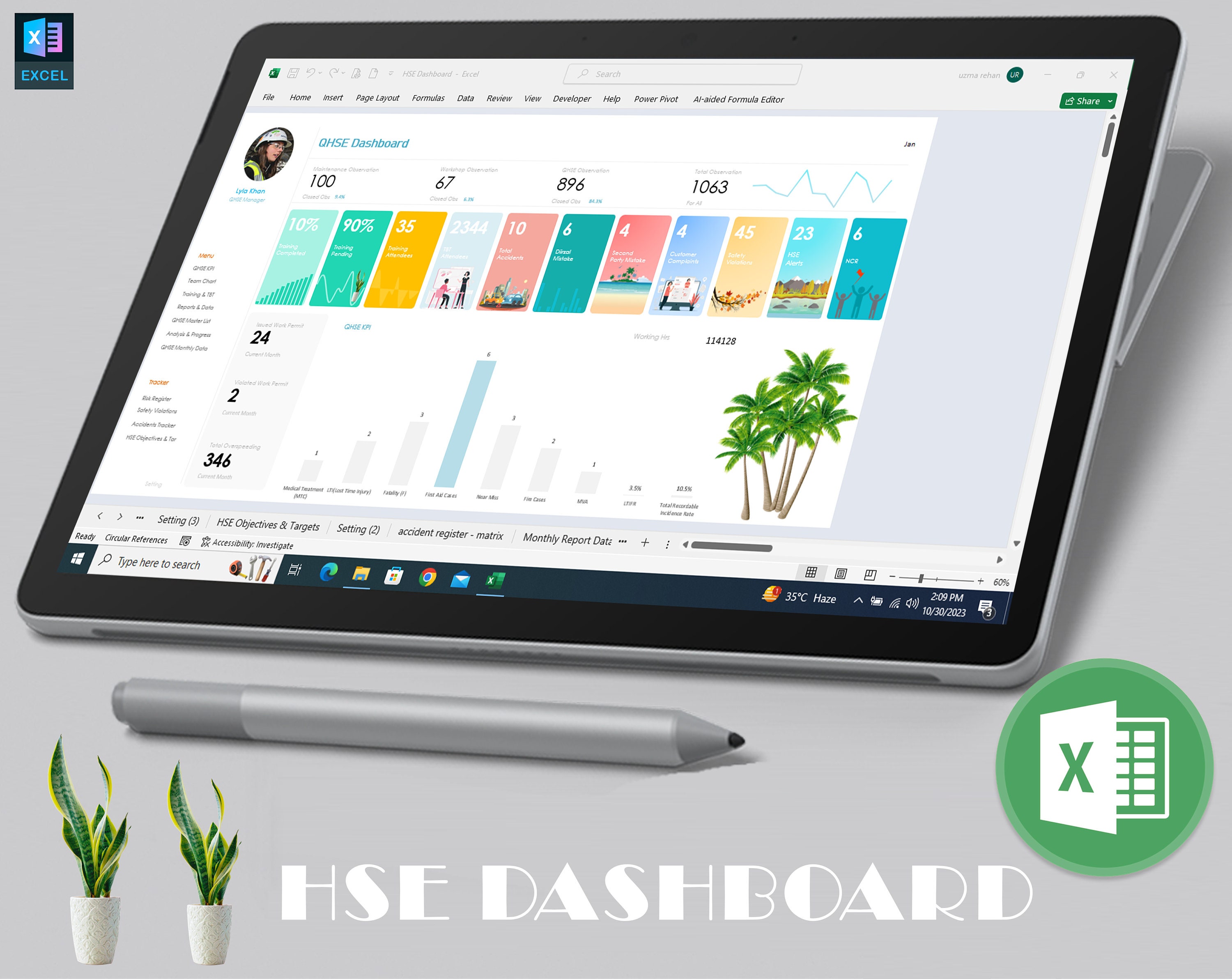 Hse Dashboard Health Safety Environment Dashboard Safety Kpi