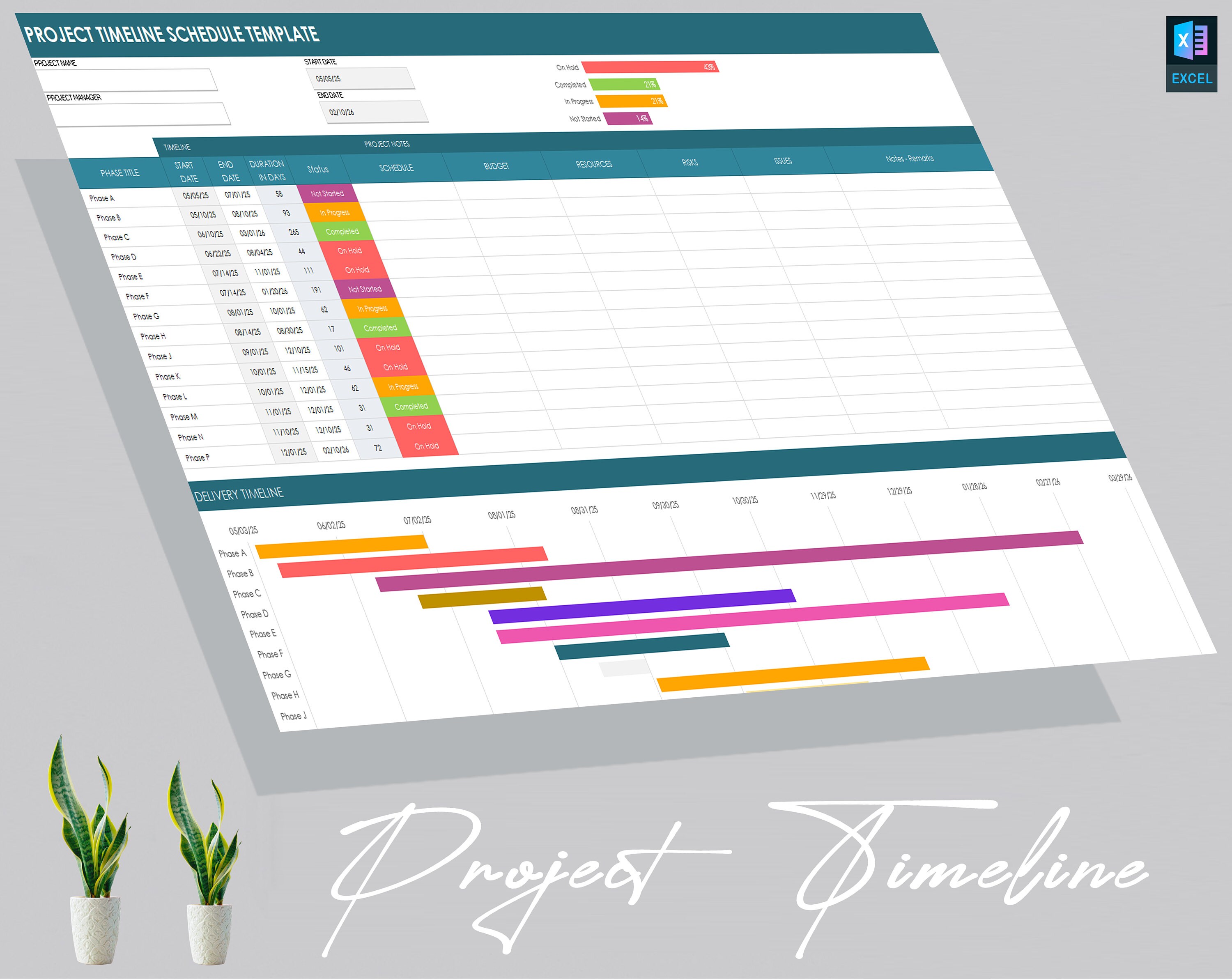 Project Timeline Schedule Template | Project Management Tools | Project ...