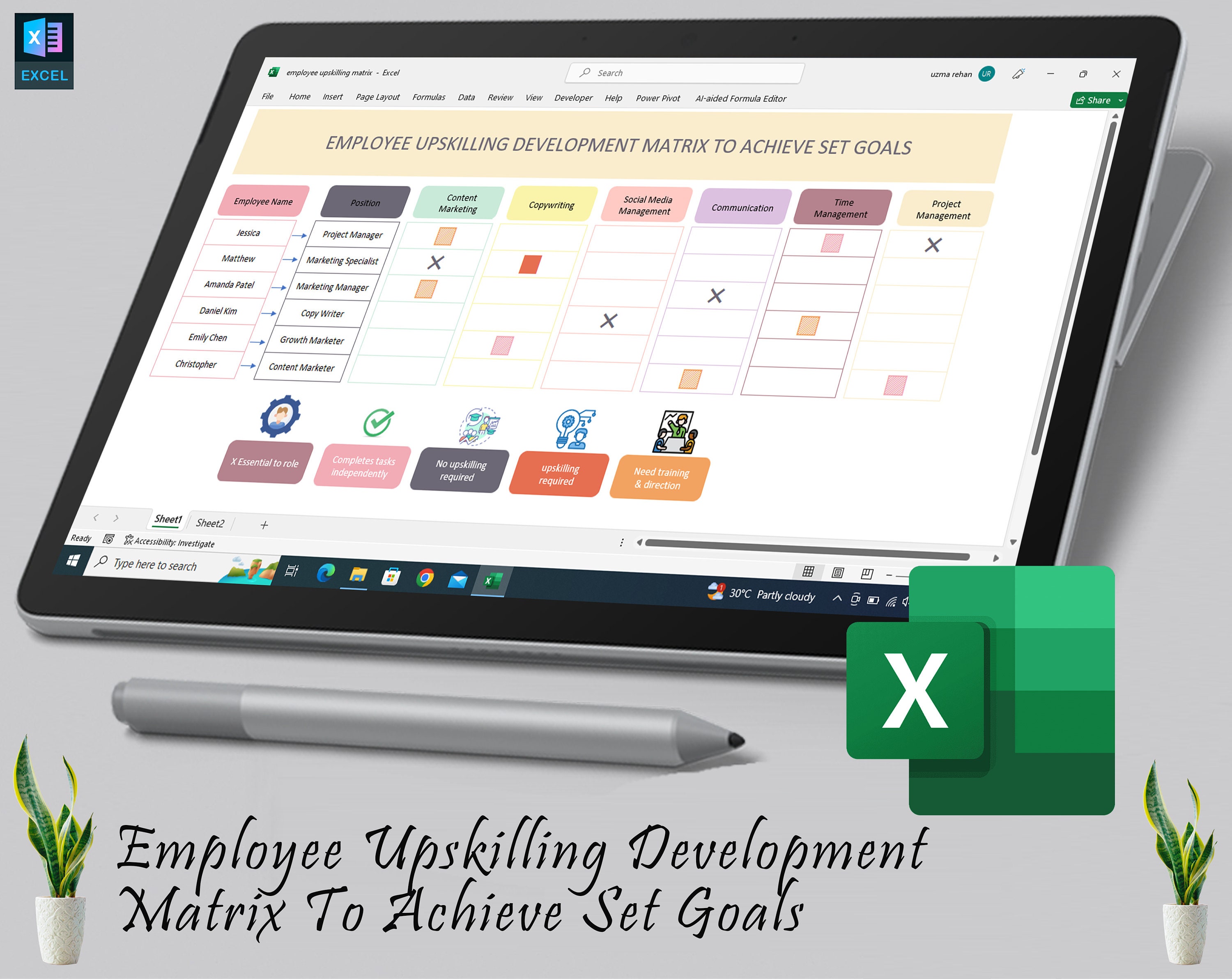 Employees Upskilling Development Matrix for Achieving Set Goals Skill ...