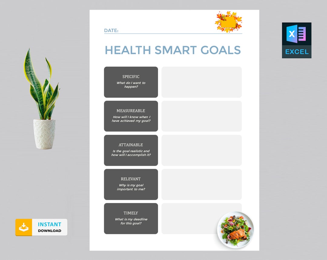 Health SMART Goals Template | Heath Goals | Health Planner | Personal ...