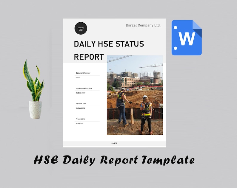 HSE Daily Report Template | Health and Safety | HSE Manager | Safety ...