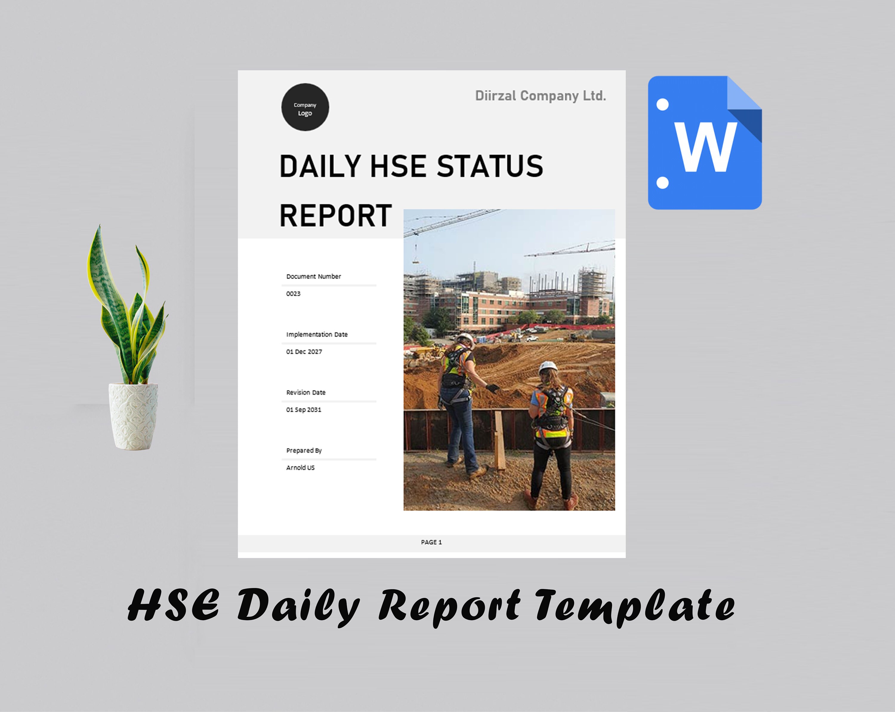 HSE Daily Report Template | Health and Safety | HSE Manager | Safety ...