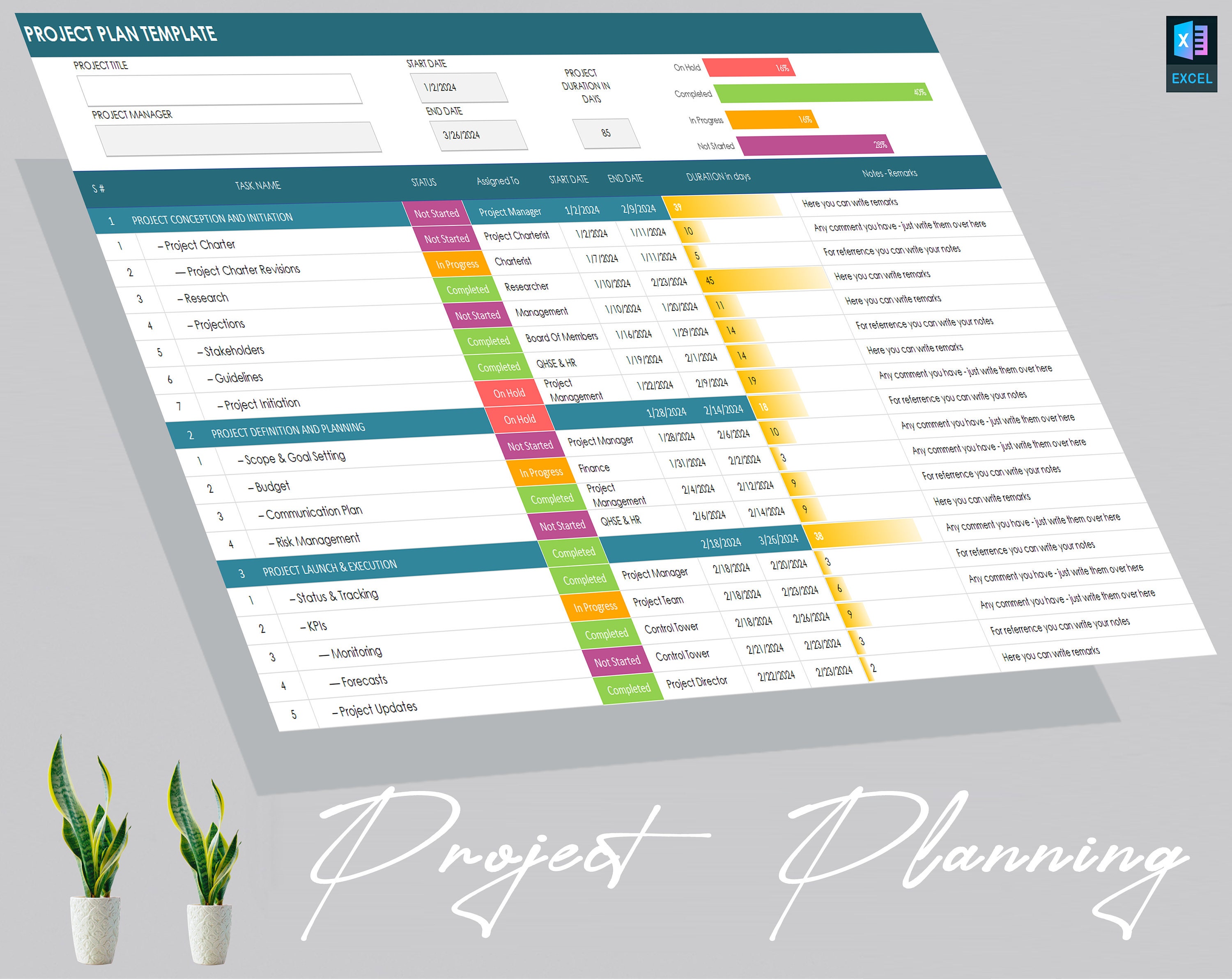 Project Planning Template | Project Planner | Project Management Plan ...