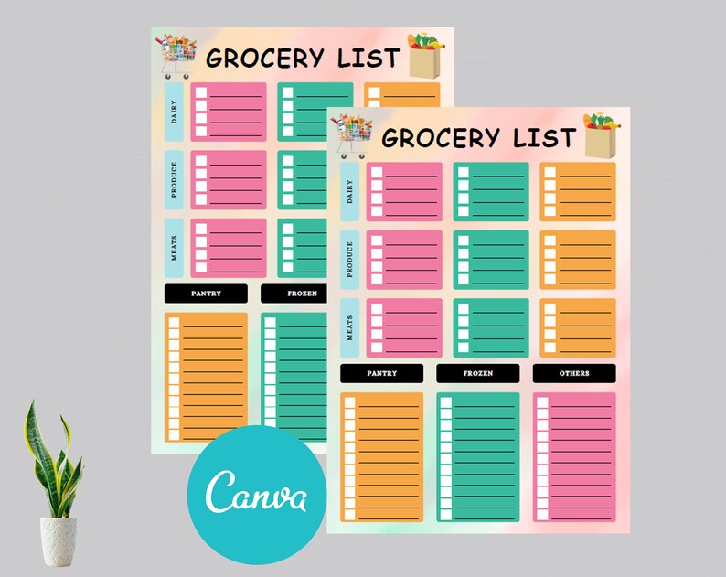 Grocery List Printable Template Grocery Planner Food - Etsy