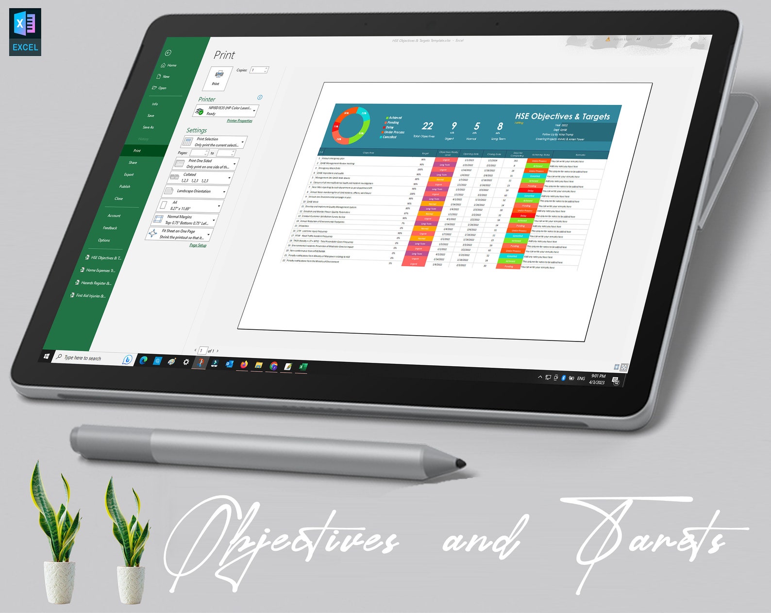 HSE Objectives & Targets Matrix Template | Health, Safety and ...