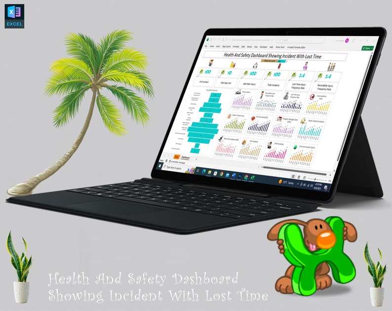 Health and Safety Dashboard Showing Incident With Lost Time | HSE KPI ...